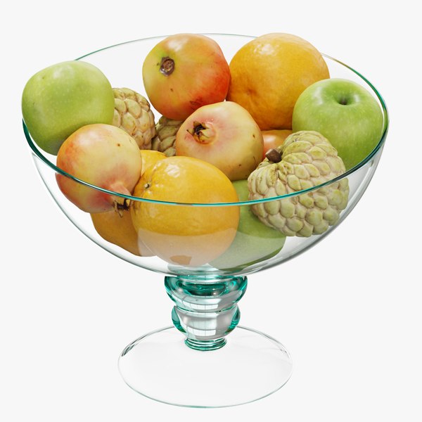Glass footed fruit bowl set 18 3D model - TurboSquid 1955766