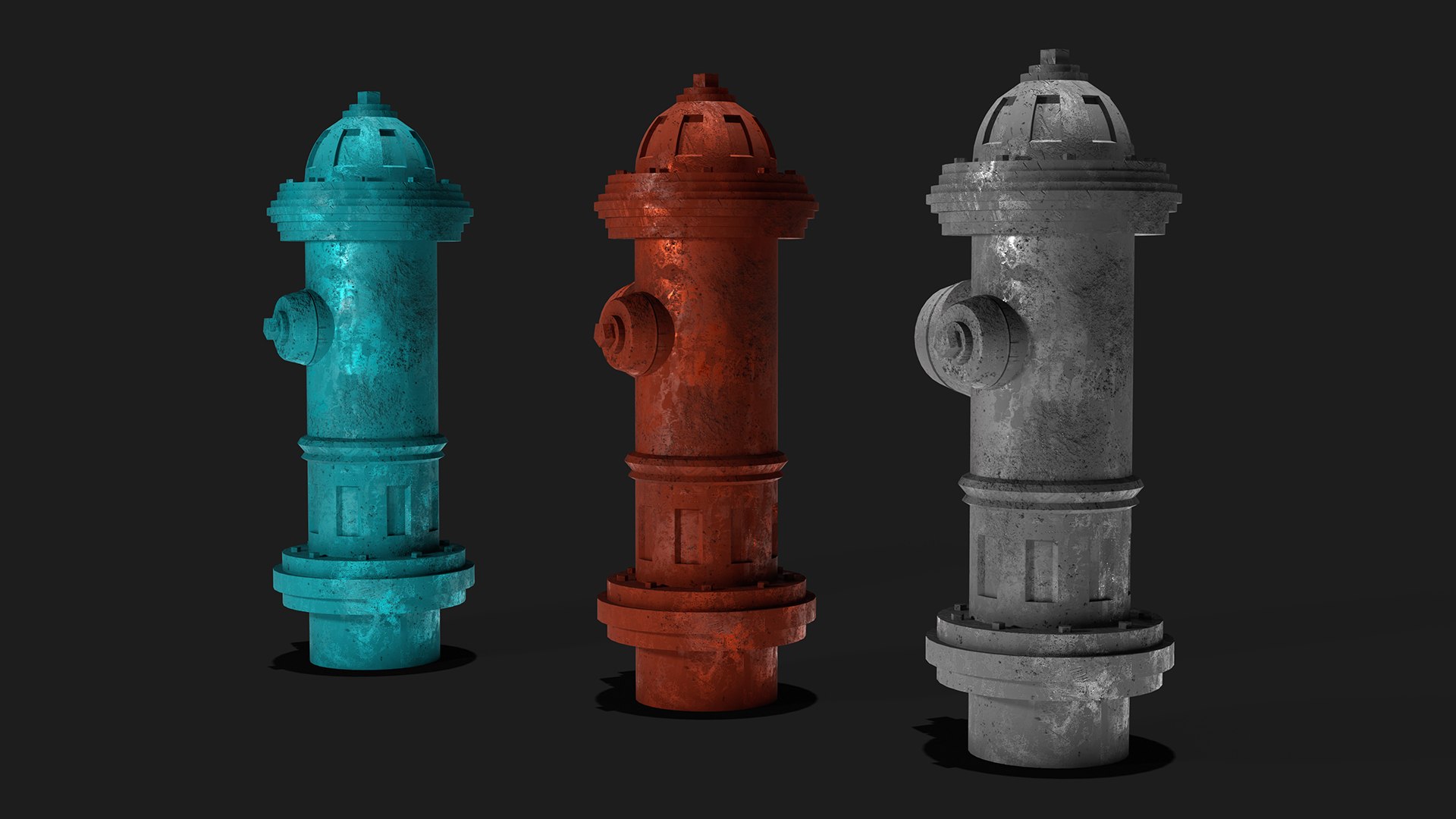 3D Fire Hydrant Realistic 3D Model PBR Textures Game Ready Low Poly ...