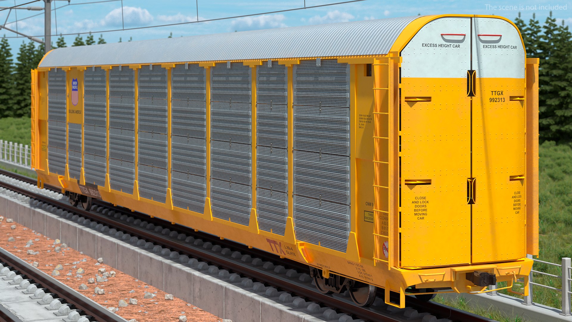 3D Union Pacific Tri Level Auto Rack Freight Car Yellow - TurboSquid ...