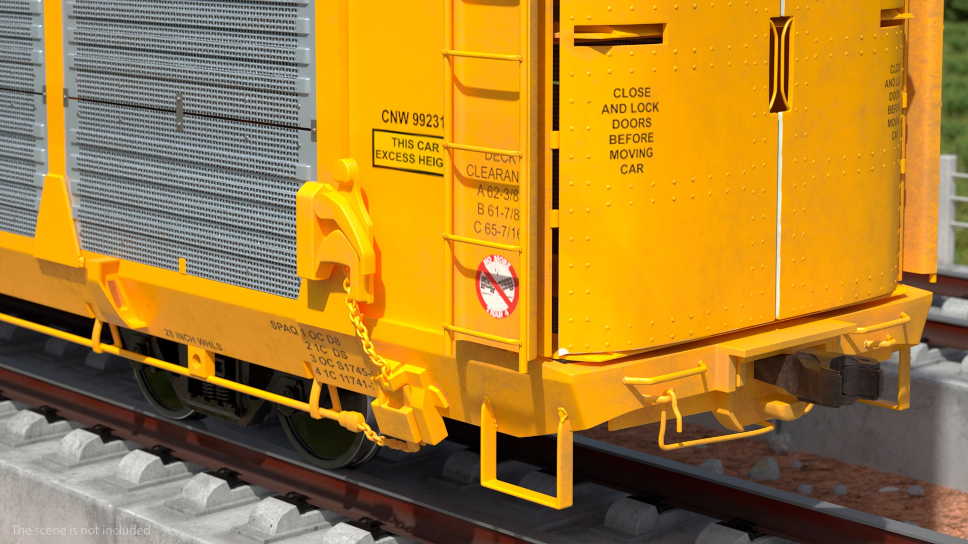 3D Union Pacific Tri Level Auto Rack Freight Car Yellow - TurboSquid ...