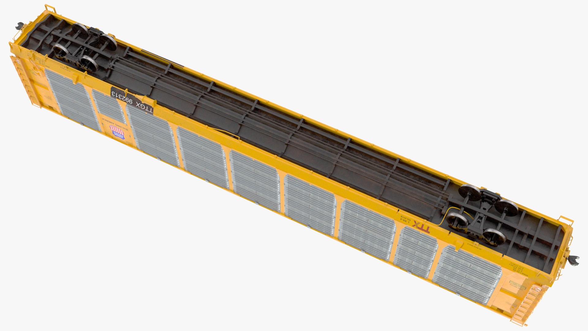 3D Union Pacific Tri Level Auto Rack Freight Car Yellow - TurboSquid ...