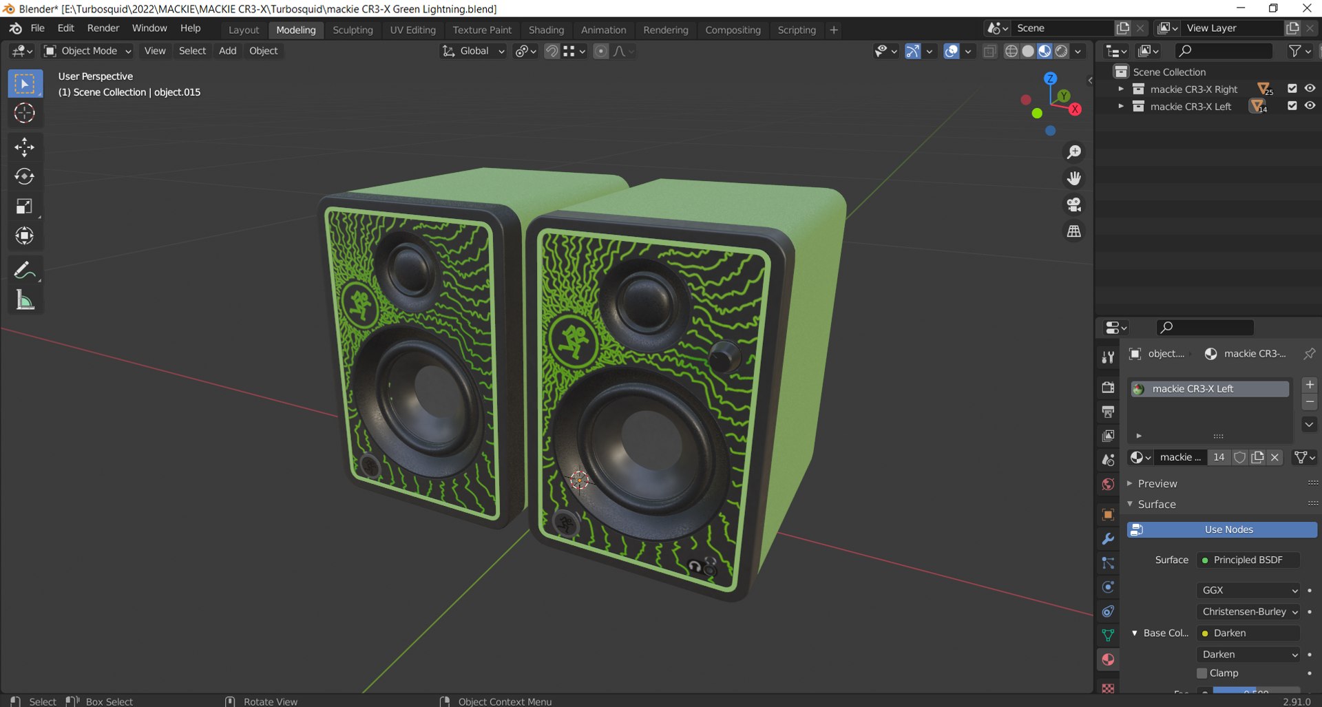 Studio Monitors Mackie CR3-X Green Lightning Model - TurboSquid 1957610