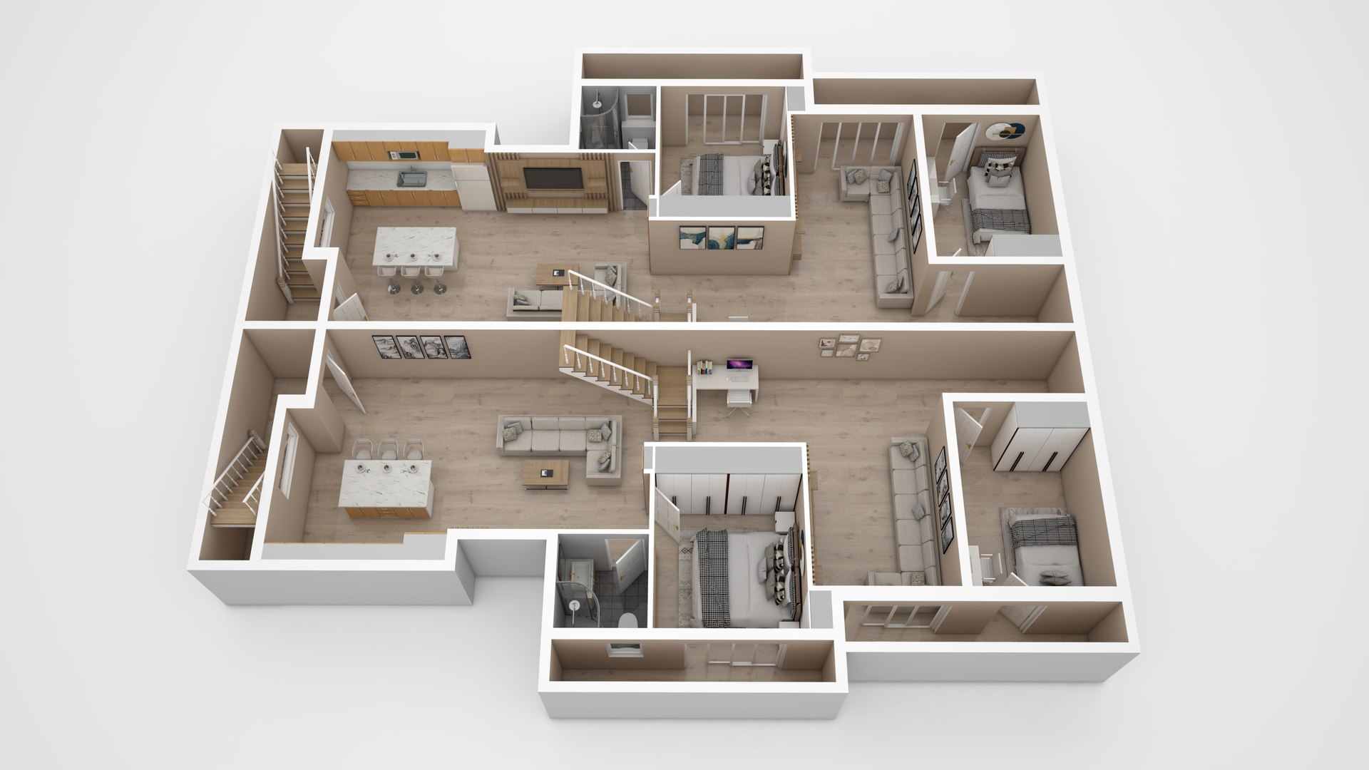 Set Of Three 3D Floor Plans Of House 3D Model - TurboSquid 2022987