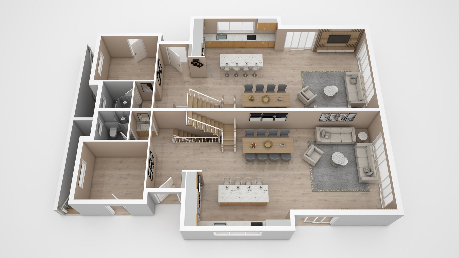 Set Of Three 3D Floor Plans Of House 3D Model - TurboSquid 2022987