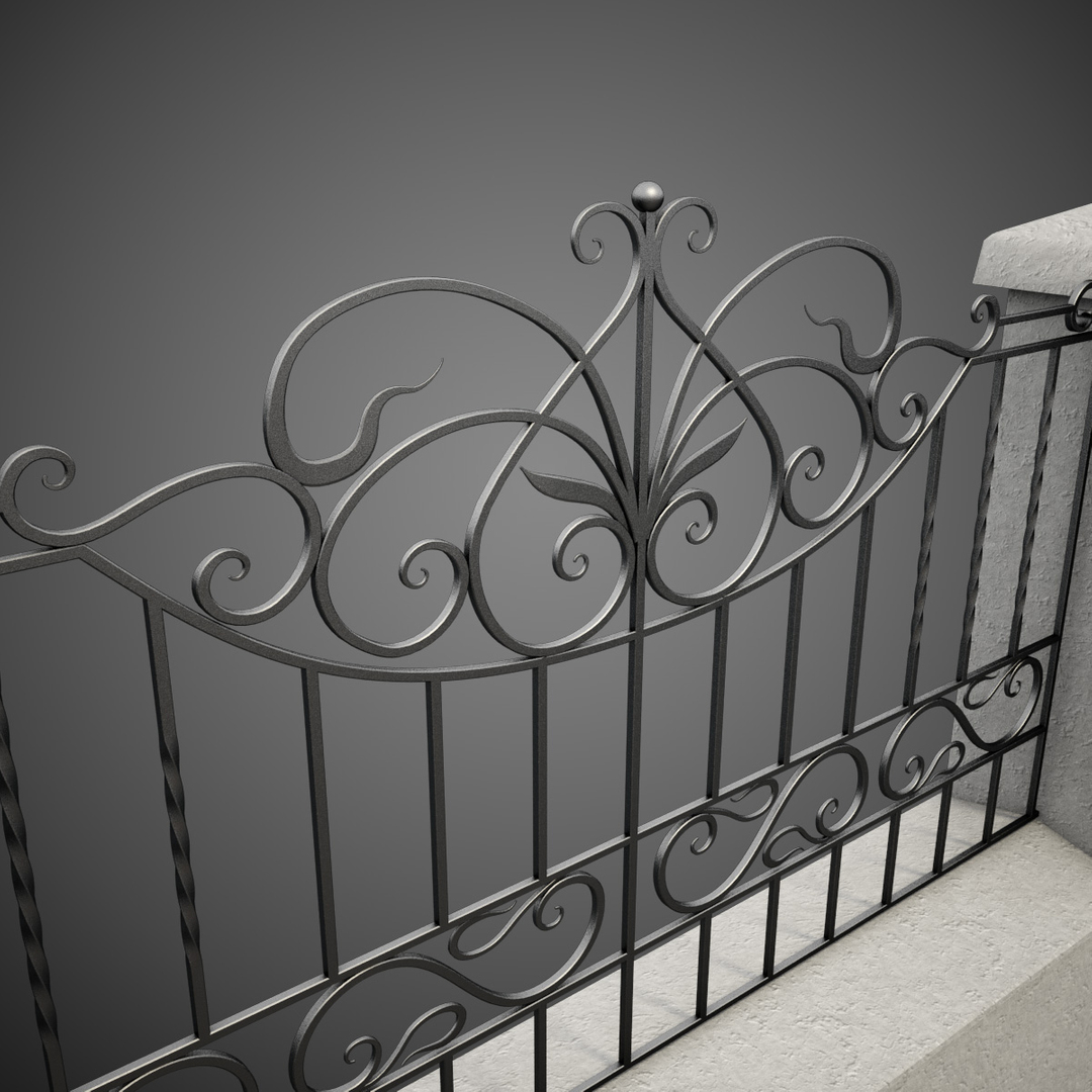 3d wrought iron fence metal model