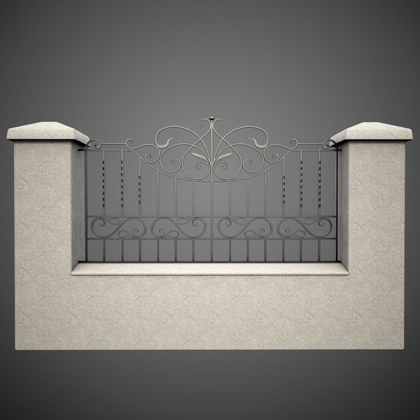 3d wrought iron fence metal model