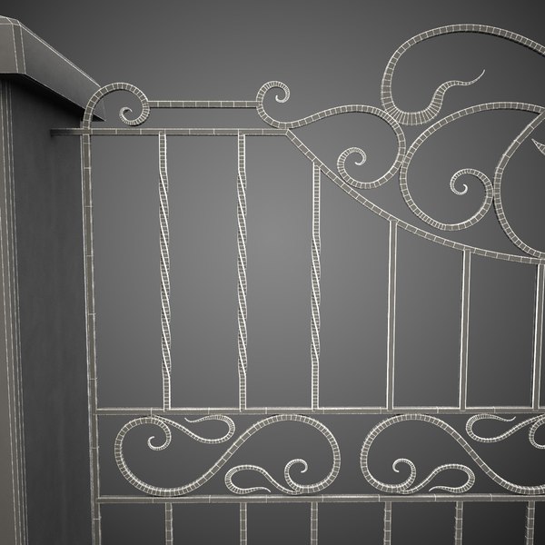3d wrought iron fence metal model