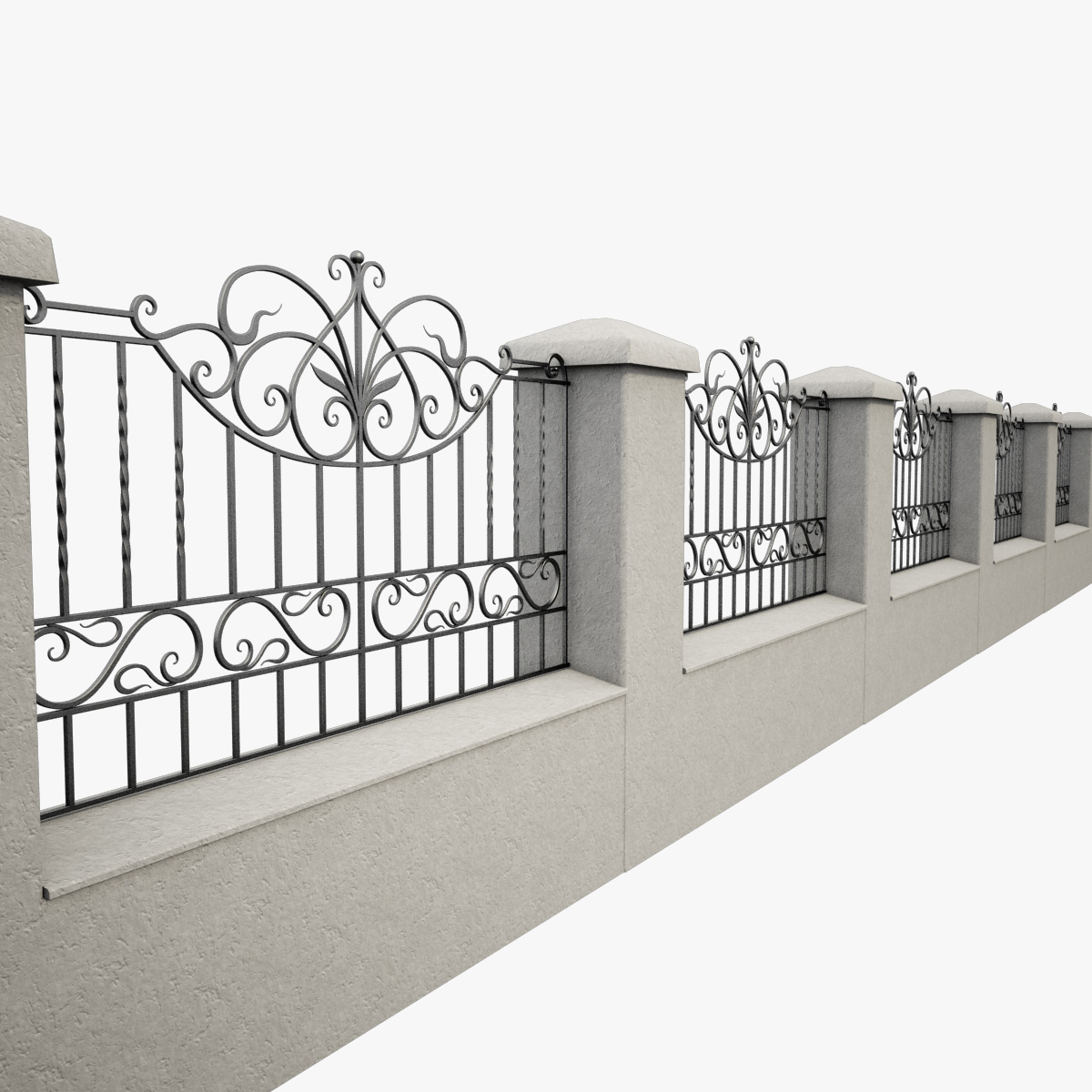 3d wrought iron fence metal model