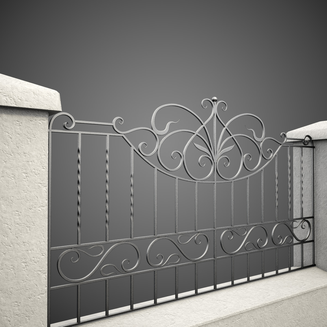 3d wrought iron fence metal model