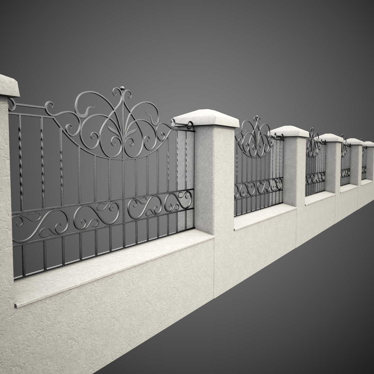 3d wrought iron fence metal model