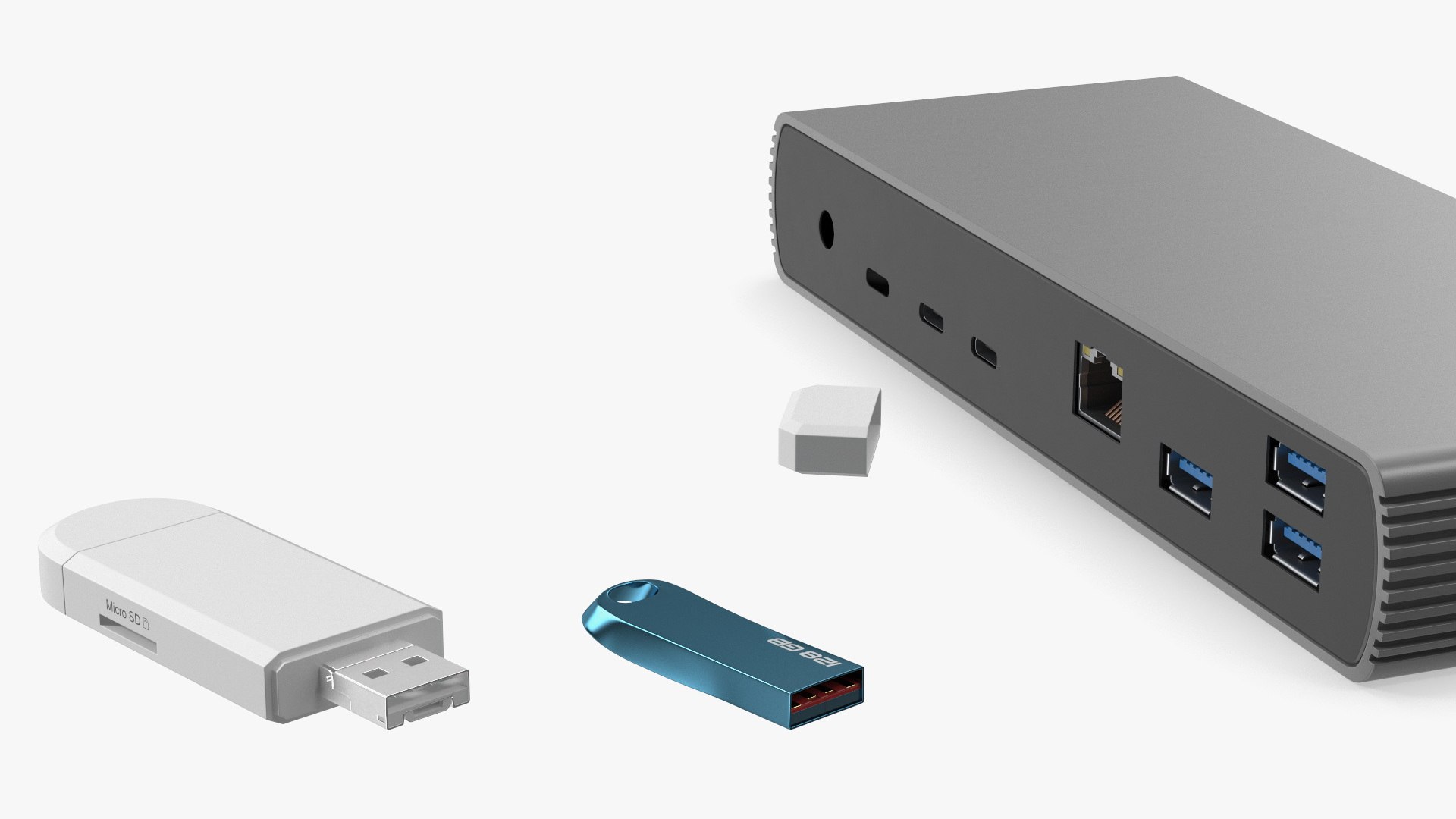 USB-C Docking Hub With Active Storage Devices 3D Model - TurboSquid 2413210