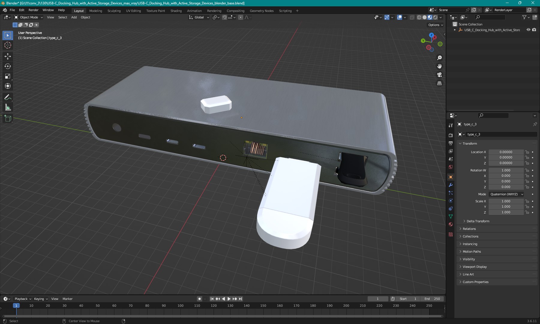 USB-C Docking Hub With Active Storage Devices 3D Model - TurboSquid 2413210