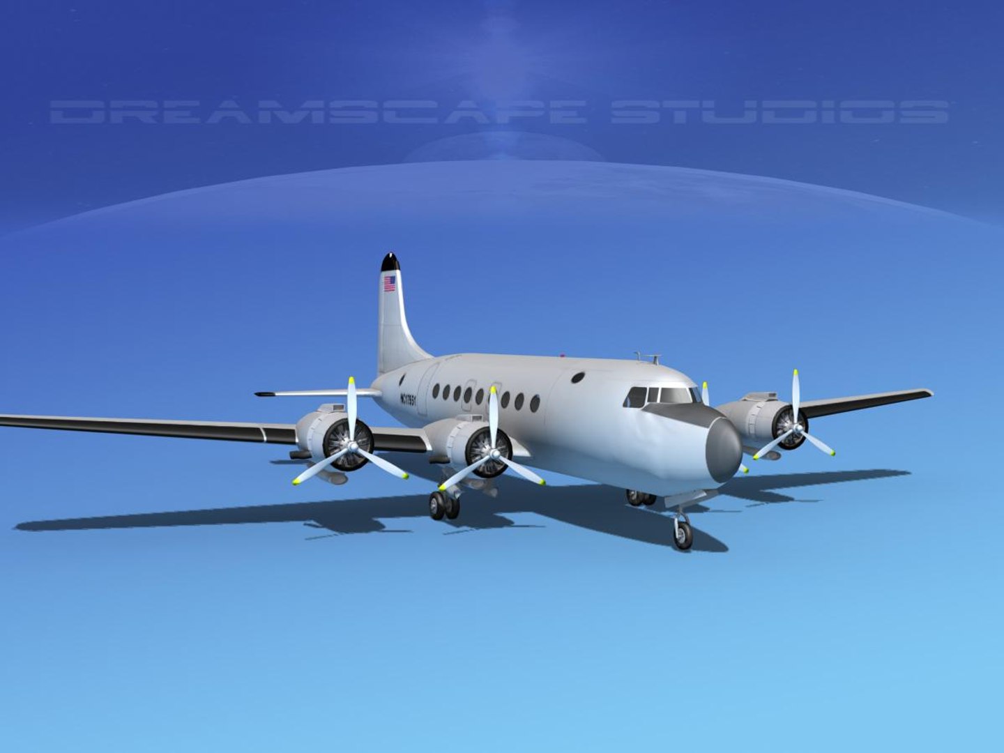 Dc-4 Propellers Gear 3d Model