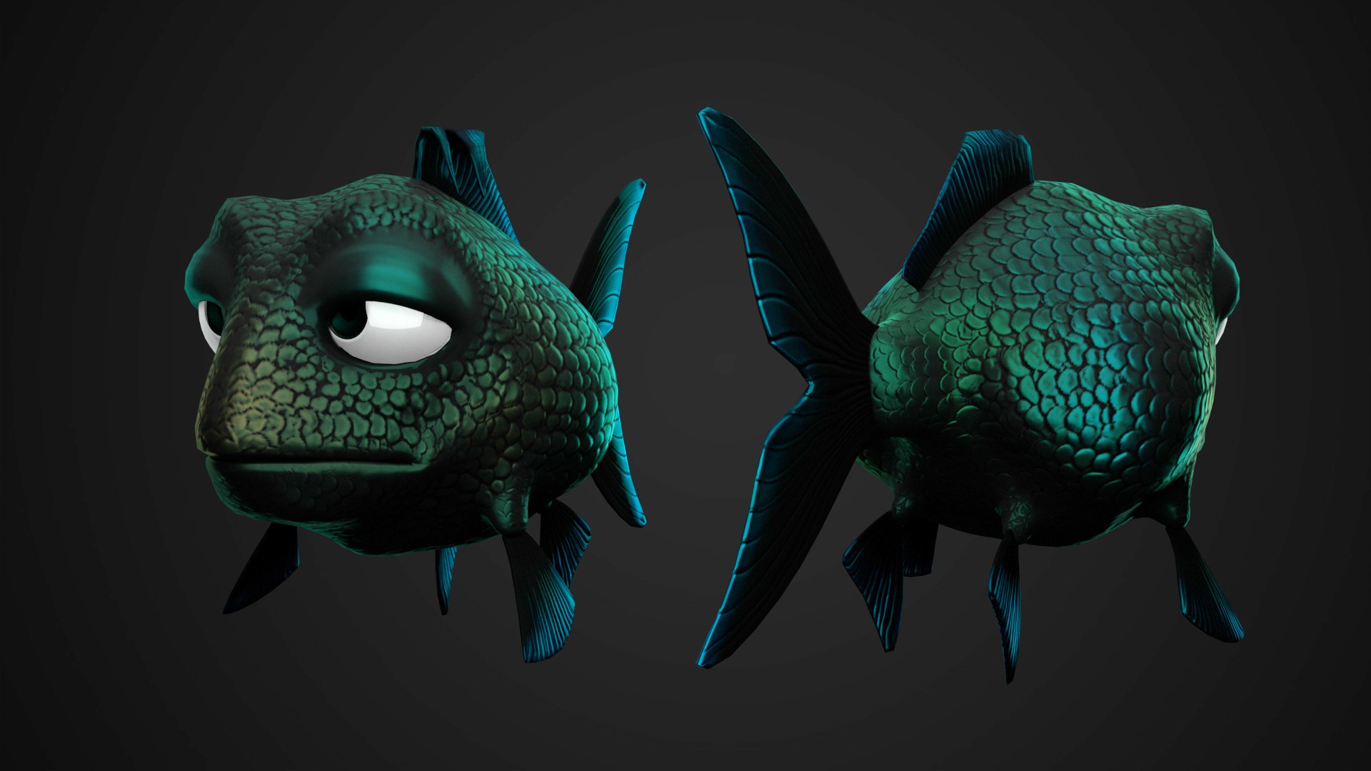 Black Moor Fish Black Goldfish Model - TurboSquid 2053152