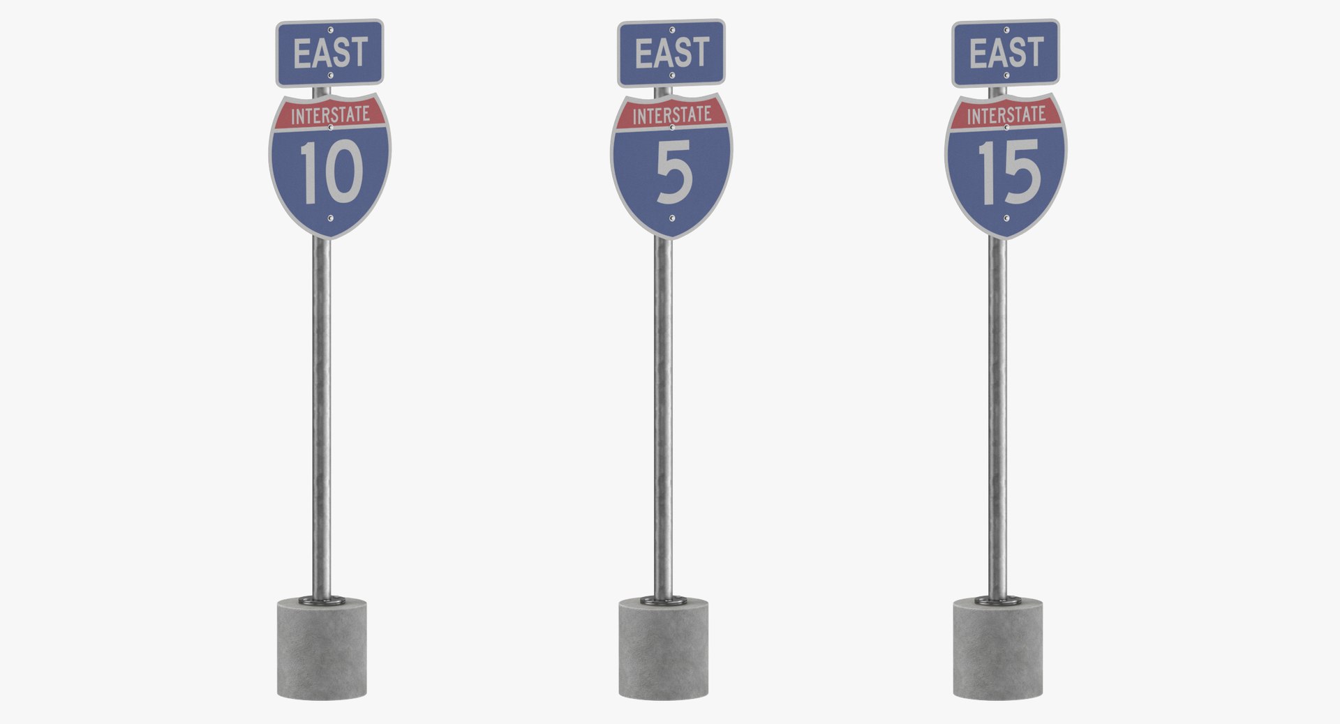 Interstate Highway Signs Cylinder, Square and U Shape 3D - TurboSquid ...