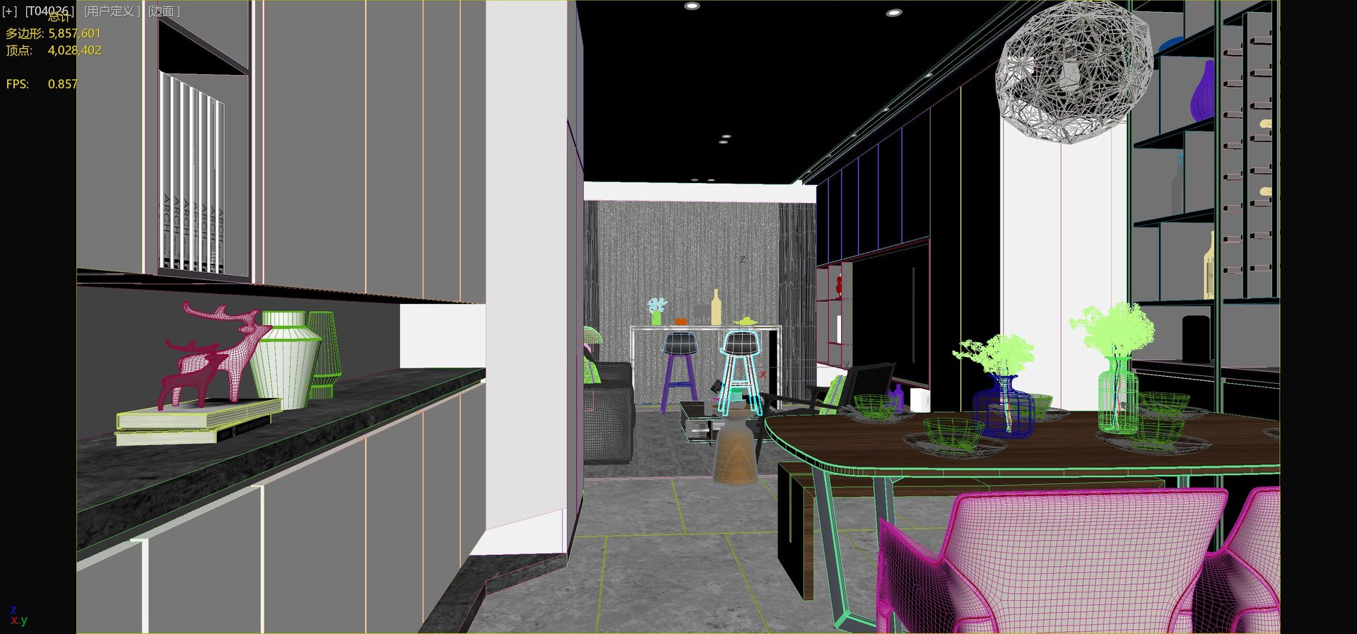 TM04-Contemporary Luxury Living Room with Dinning Room Scene by 3dmax ...