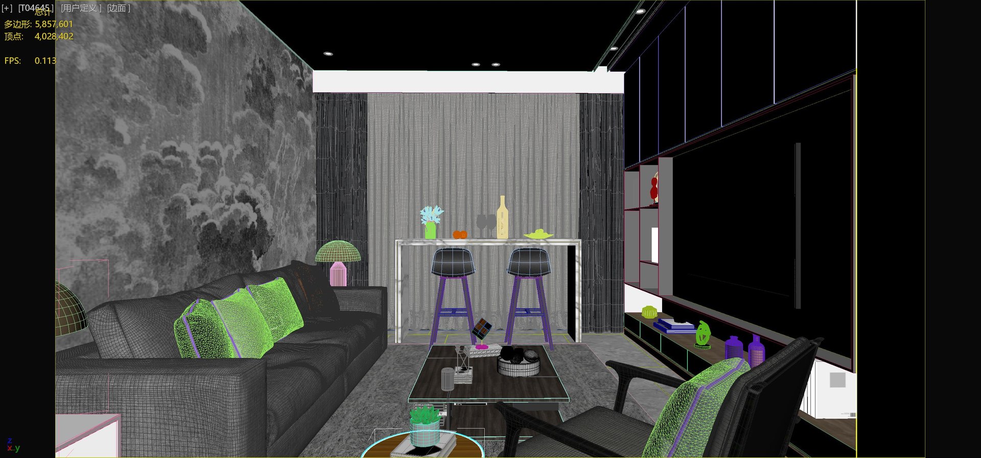 TM04-Contemporary Luxury Living Room with Dinning Room Scene by 3dmax ...