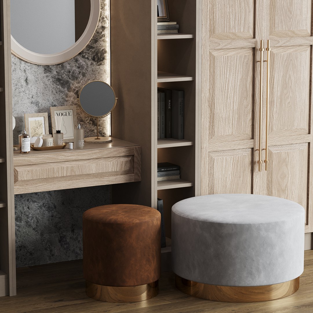 Composition Hallway Mirror Ottomans Model - TurboSquid 1650916