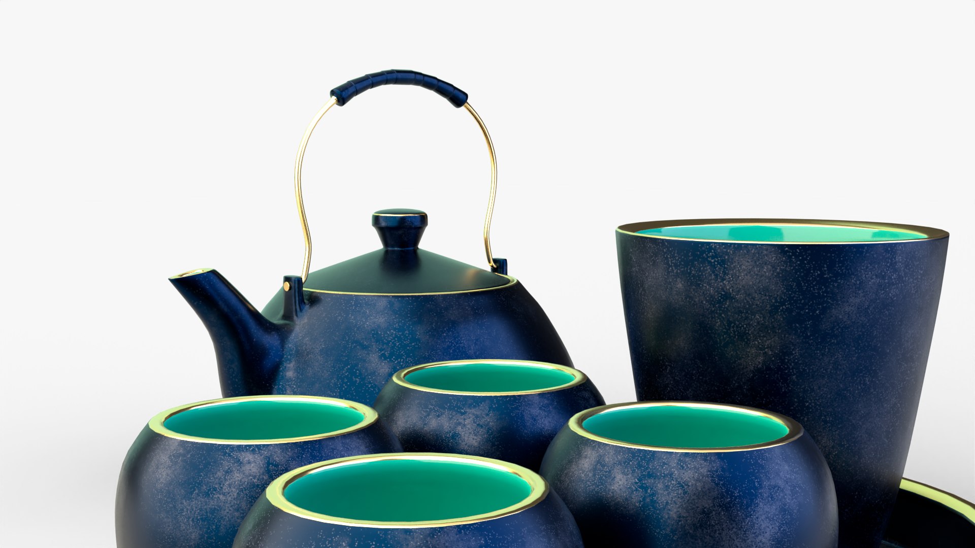 3D Japan Tea Pot Set Low Poly Model - TurboSquid 1802246