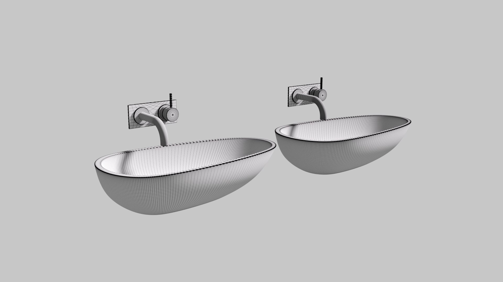3D Kaskade Basin Scala Mixer Dual Tone Modern Basin Set With Wall ...