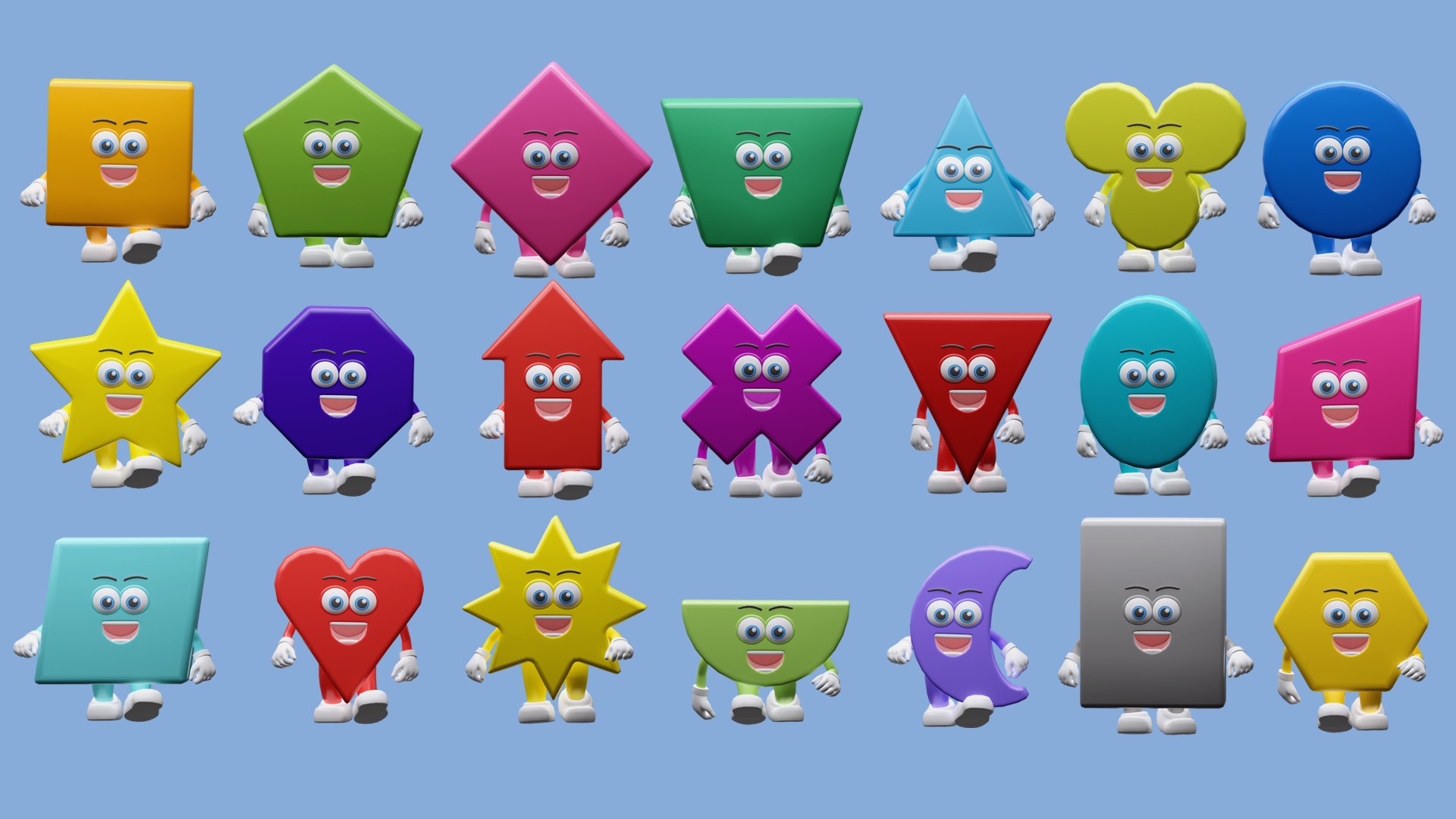 3D Cartoon Character Geometric Figures - TurboSquid 2257475