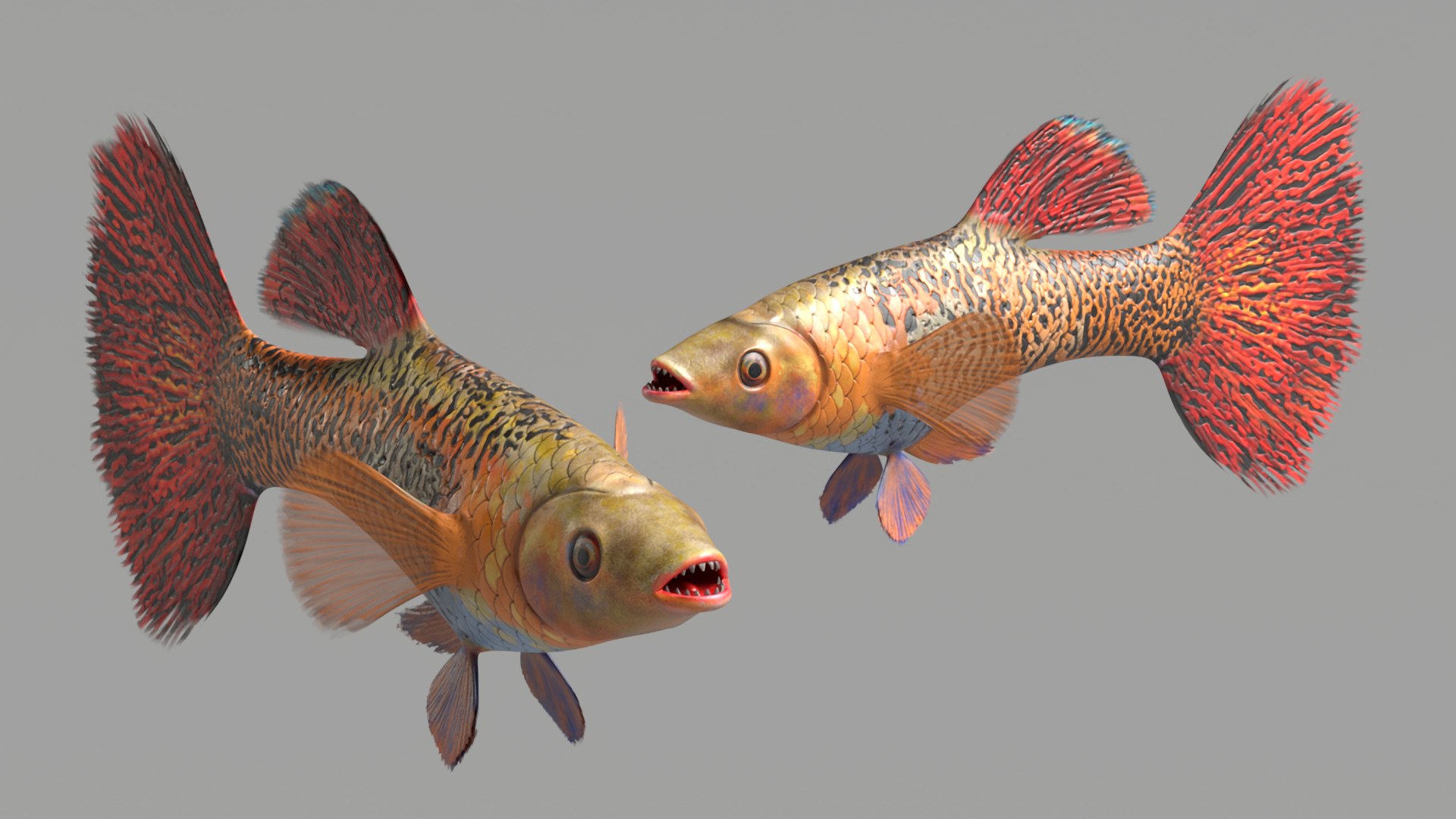 Guppy Fish Red Snake Rigged 3D Model - TurboSquid 2270722