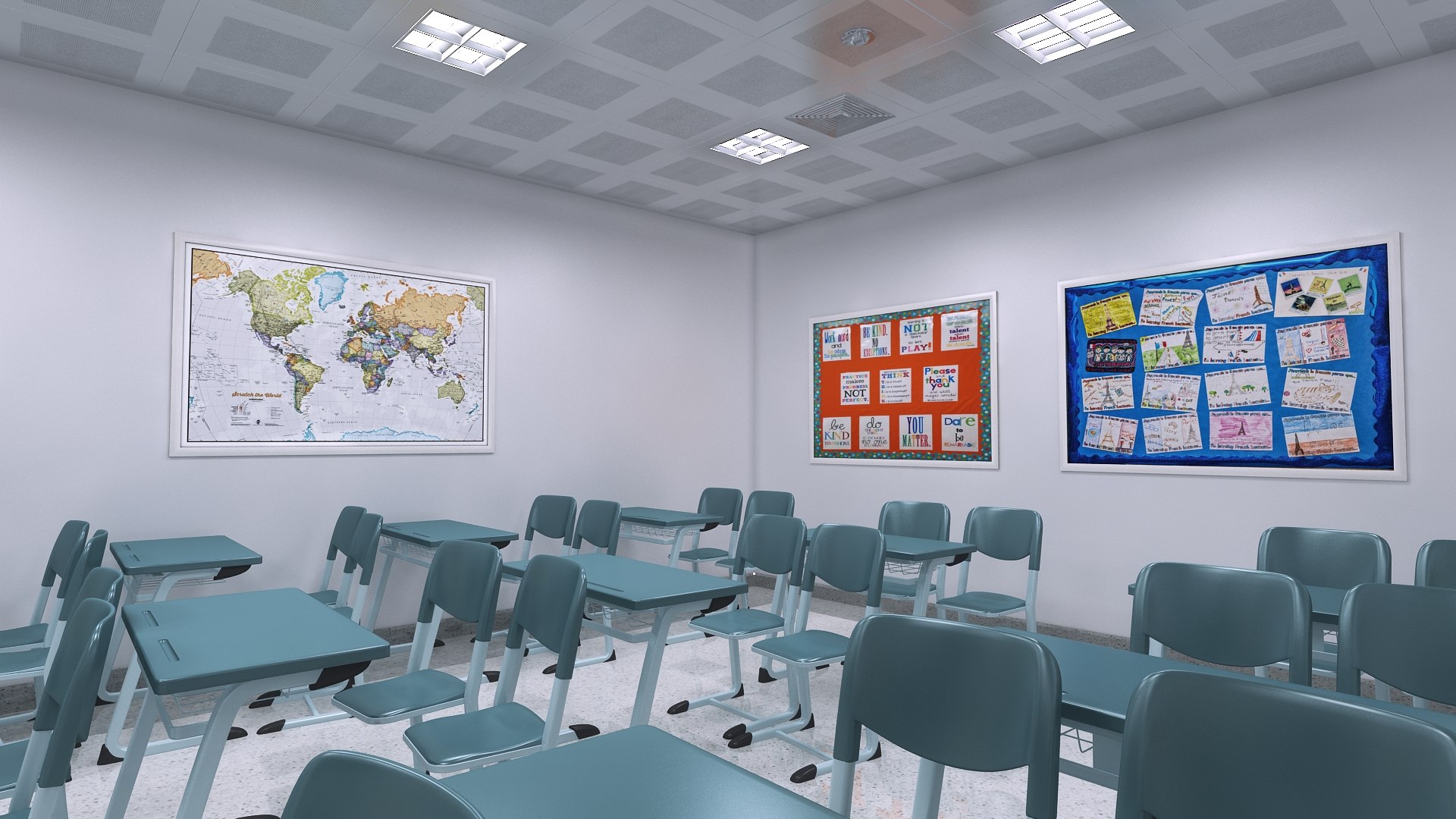3D Library School Hallway Classroom Model - TurboSquid 1352407