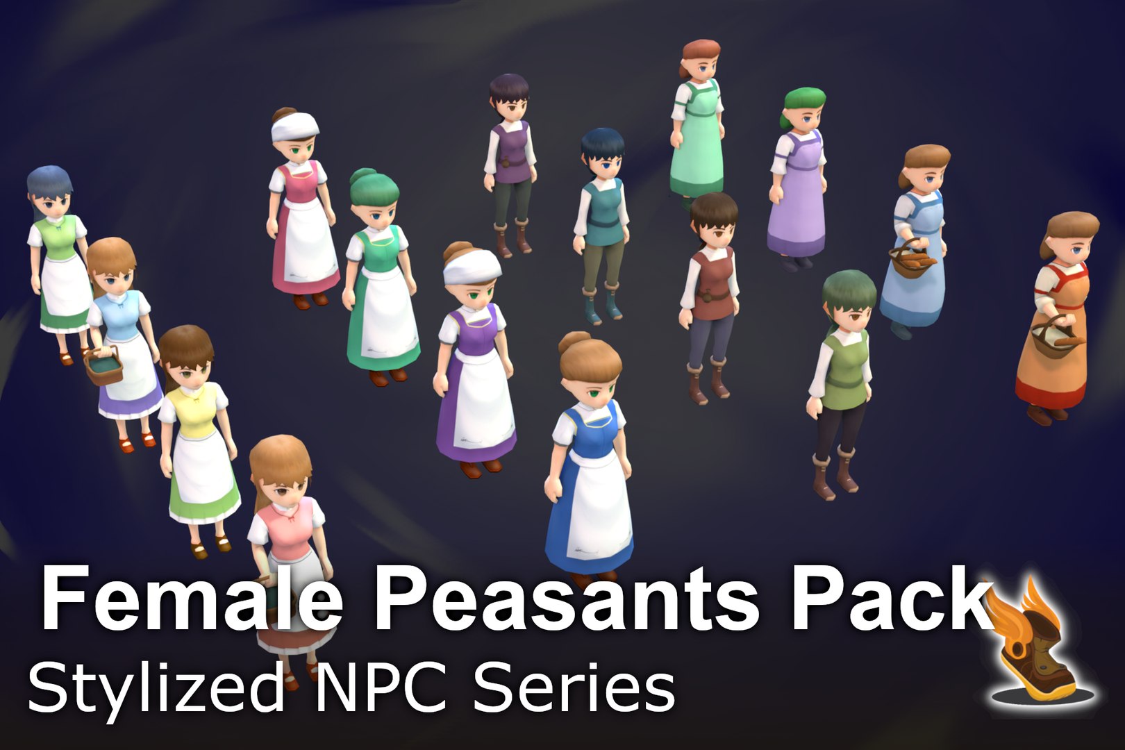 Stylized NPC - Female Peasants Pack Model - TurboSquid 2097639