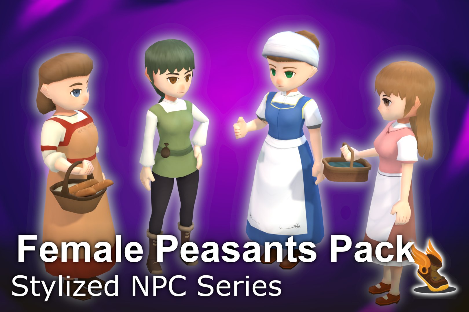 Stylized NPC - Female Peasants Pack Model - TurboSquid 2097639