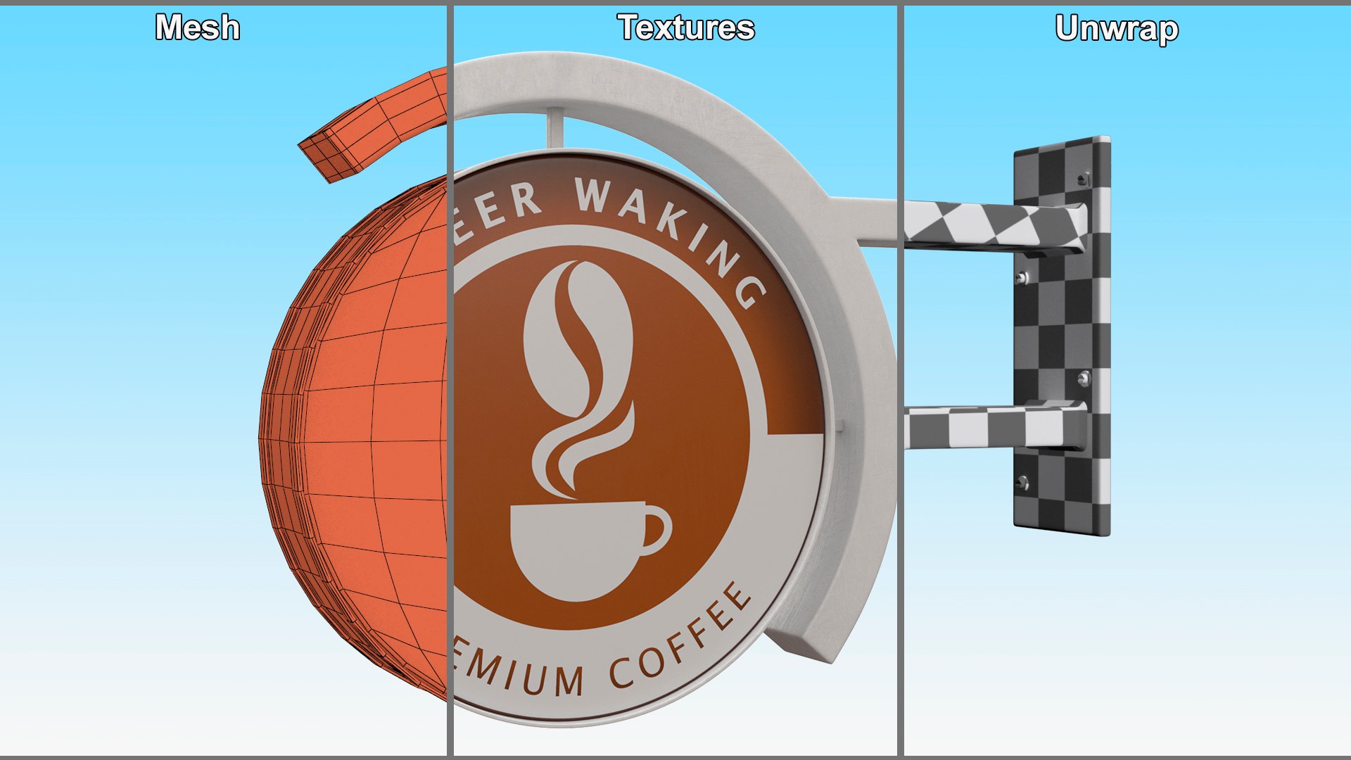 3D Coffee Shop Signage Wall Mounted - TurboSquid 2276870