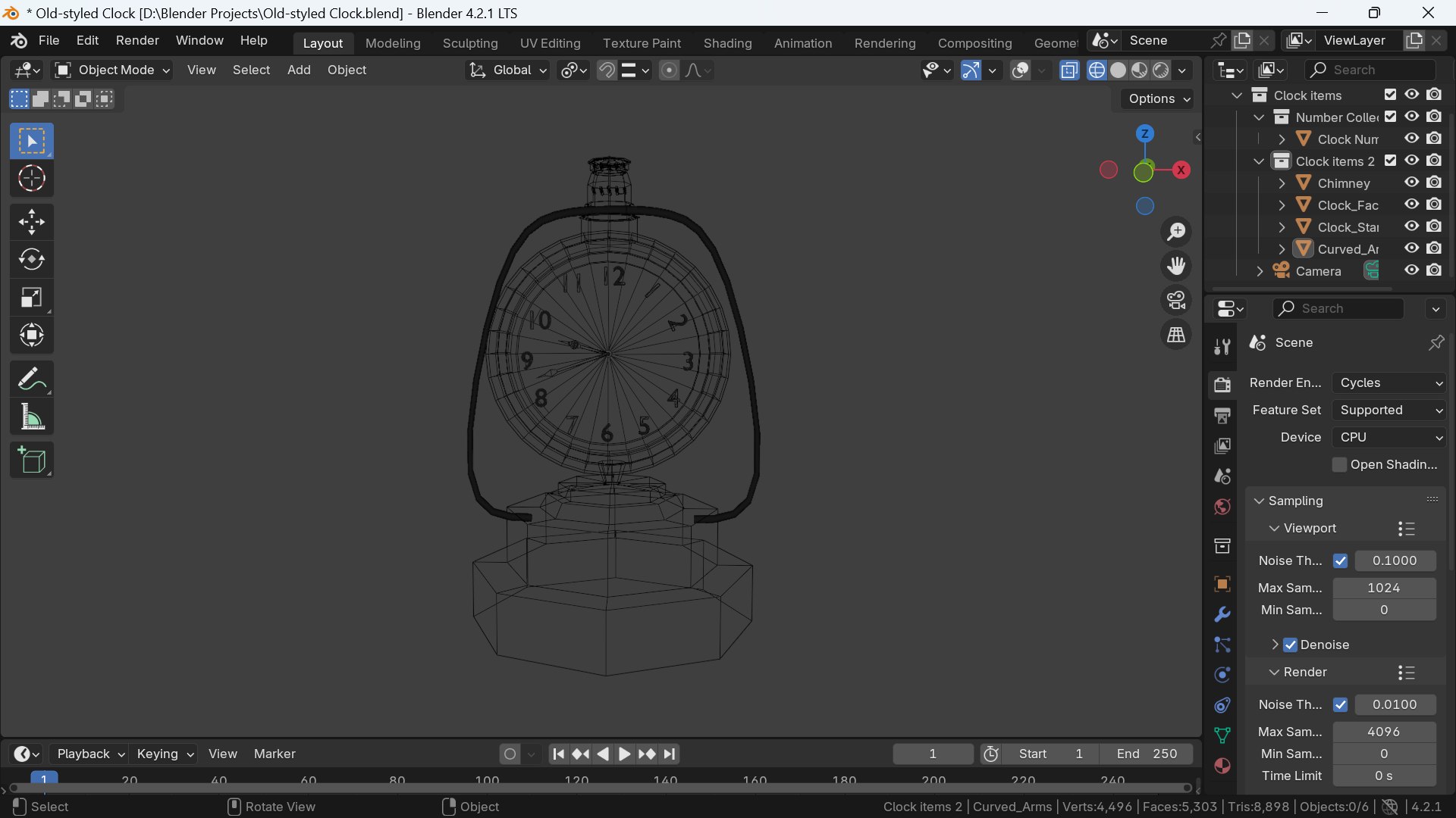 3D Old-Styled Low-Poly Clock - TurboSquid 2345054