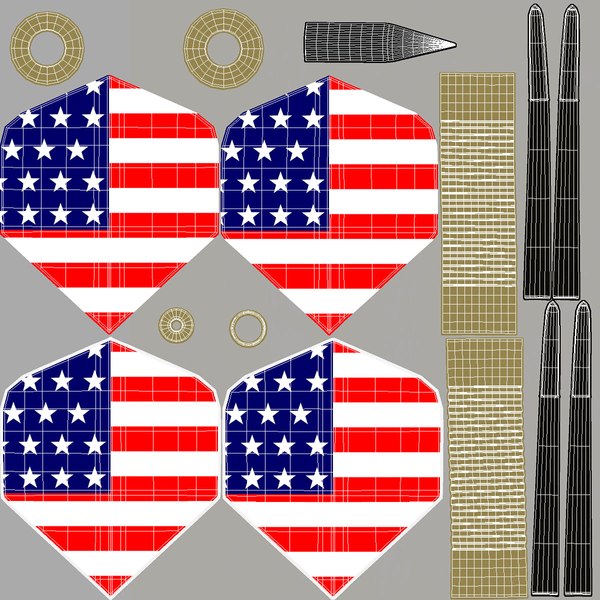 modelo 3d Dardo temático de la bandera americana - TurboSquid 2214665
