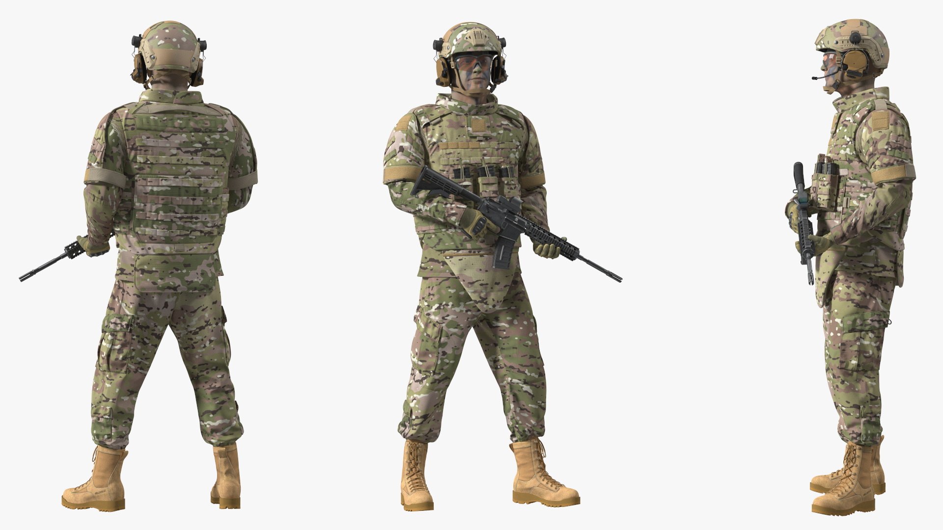 3D Soldier In Green Tactical Gear With Rifle Standing - TurboSquid 2270536