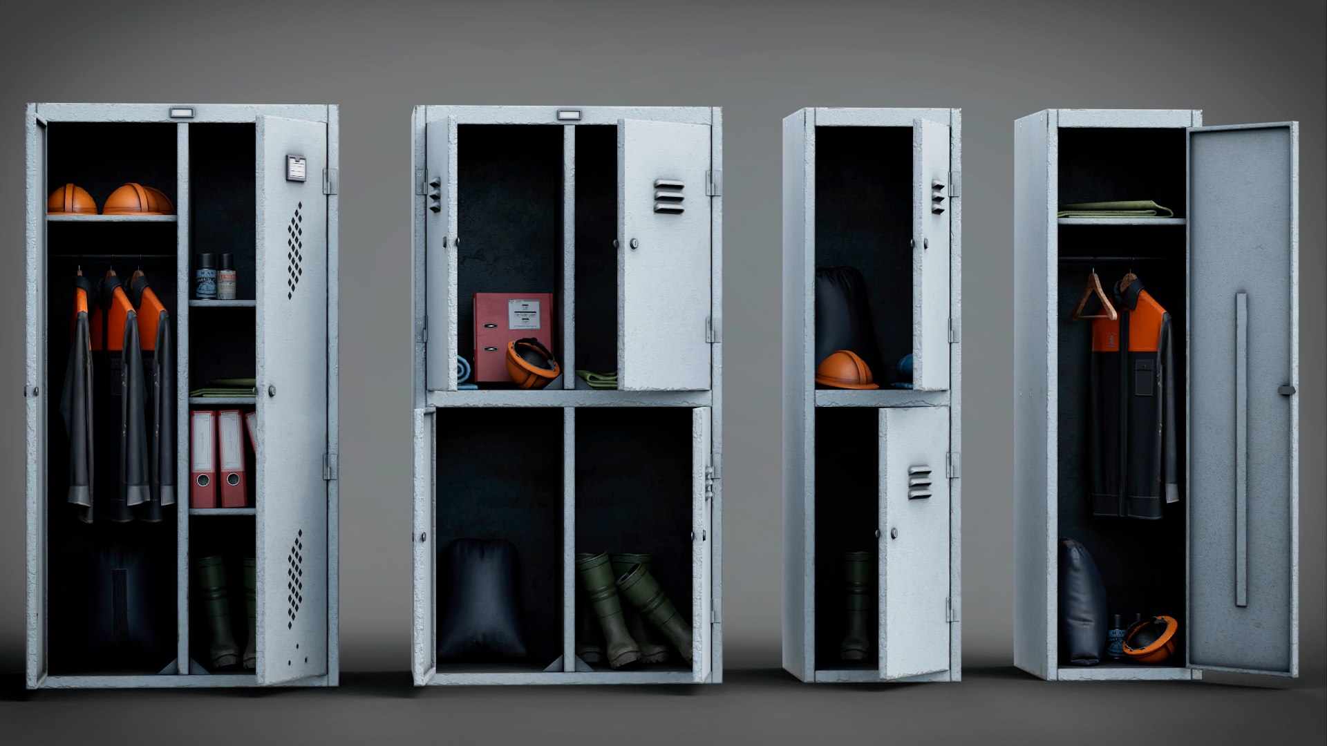 3D Lockers Pack with Props GameReady - TurboSquid 2182290