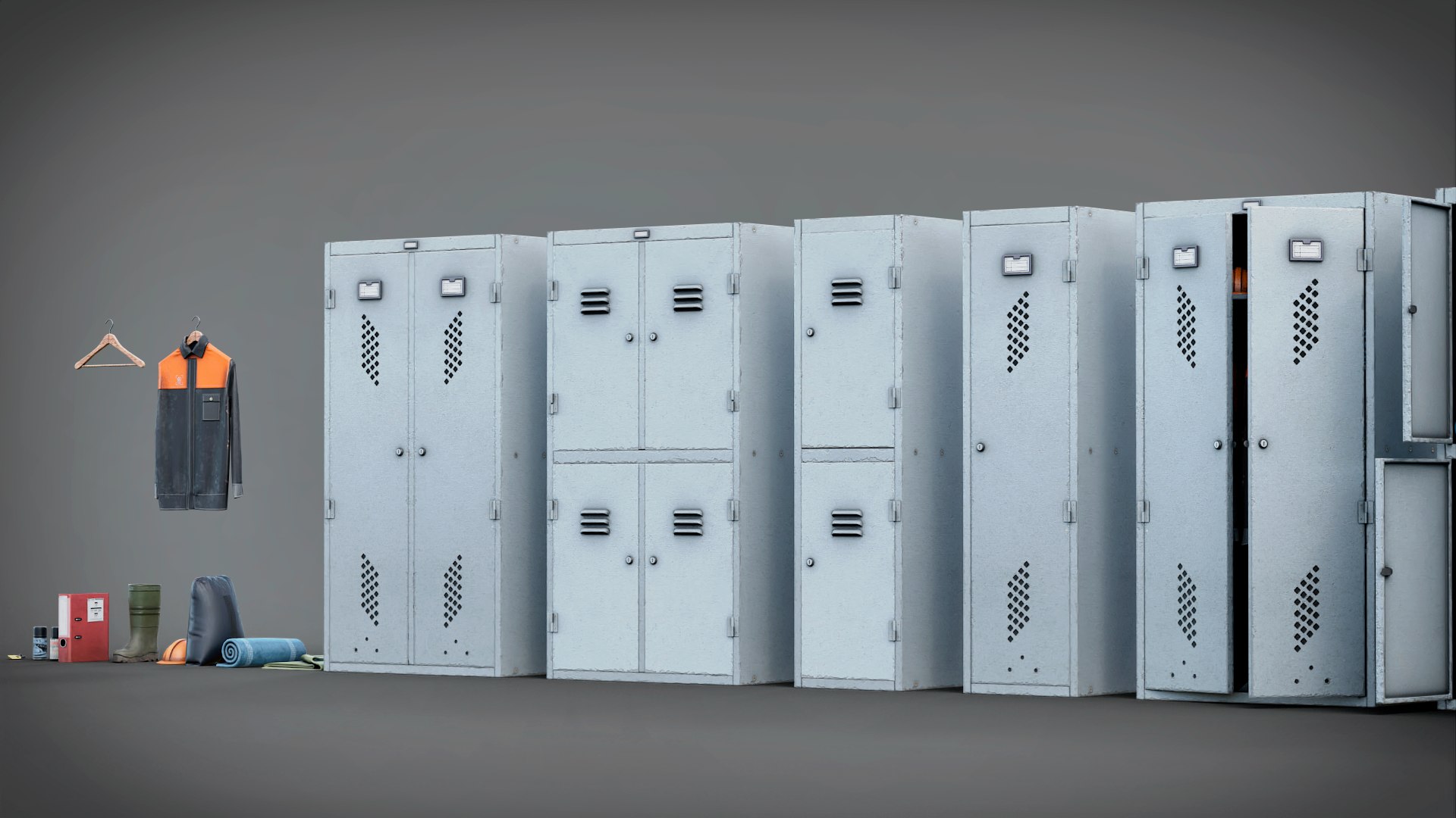 3D Lockers Pack with Props GameReady - TurboSquid 2182290