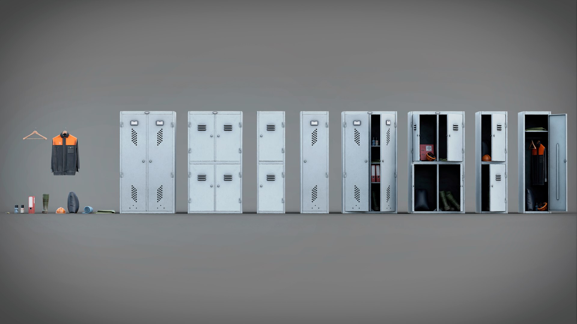 3D Lockers Pack with Props GameReady - TurboSquid 2182290