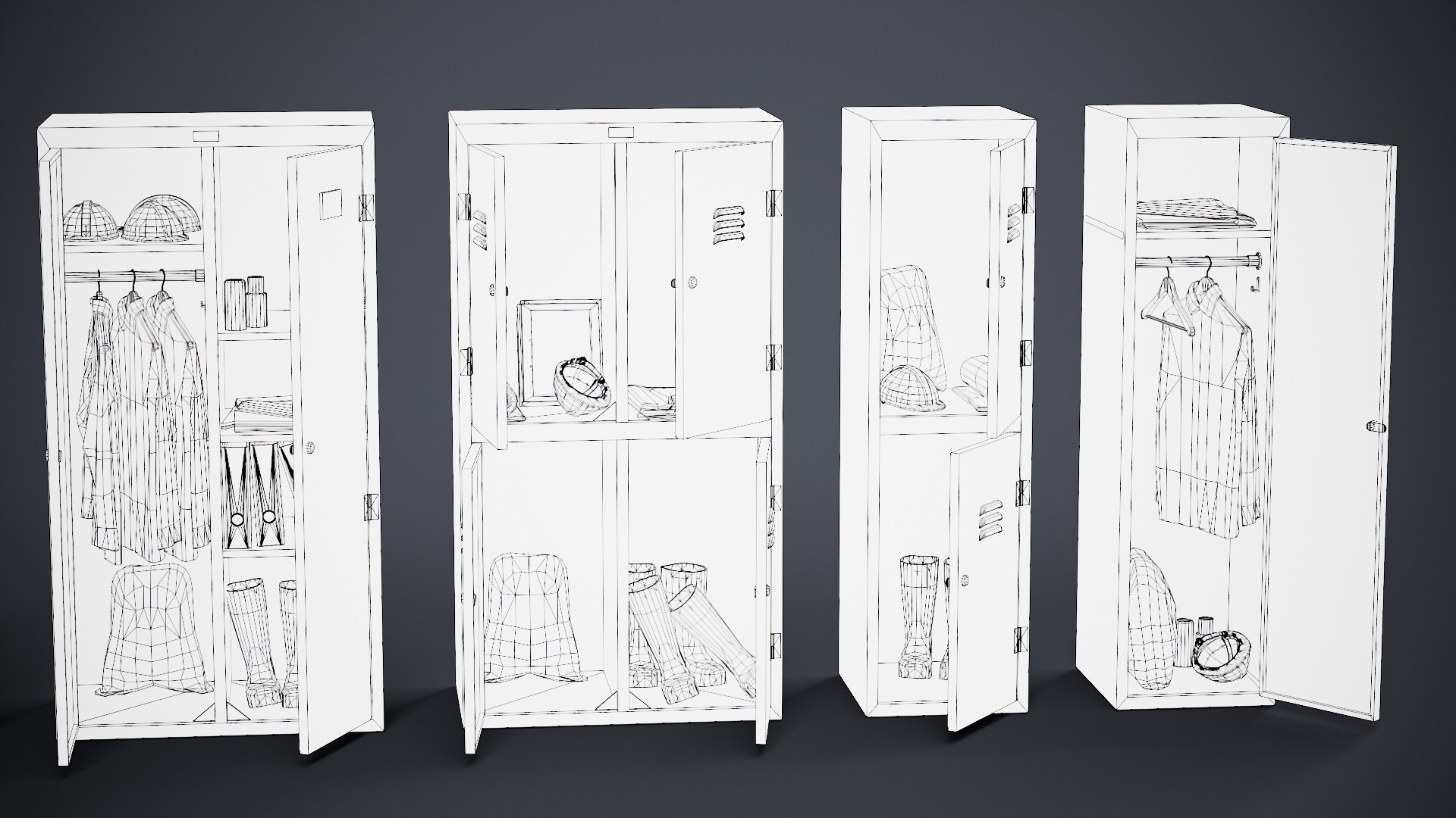 3D Lockers Pack with Props GameReady - TurboSquid 2182290