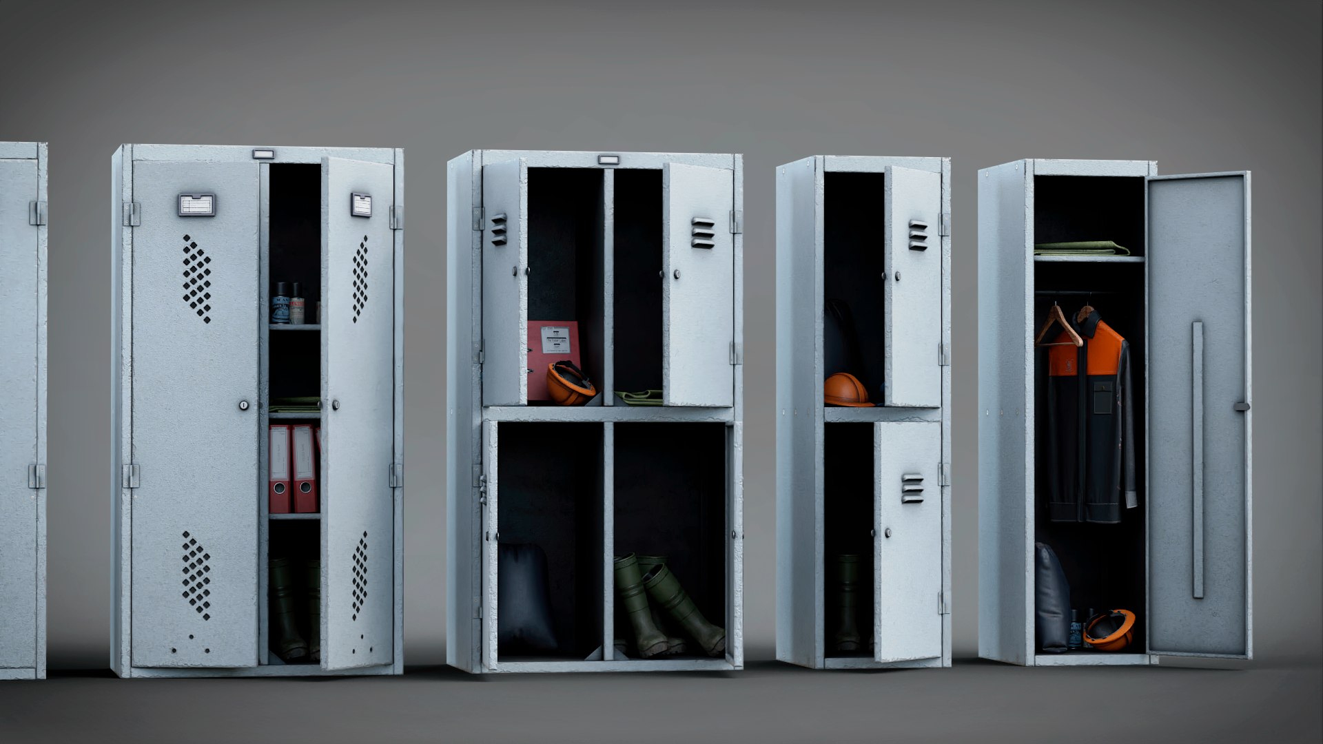 3D Lockers Pack with Props GameReady - TurboSquid 2182290