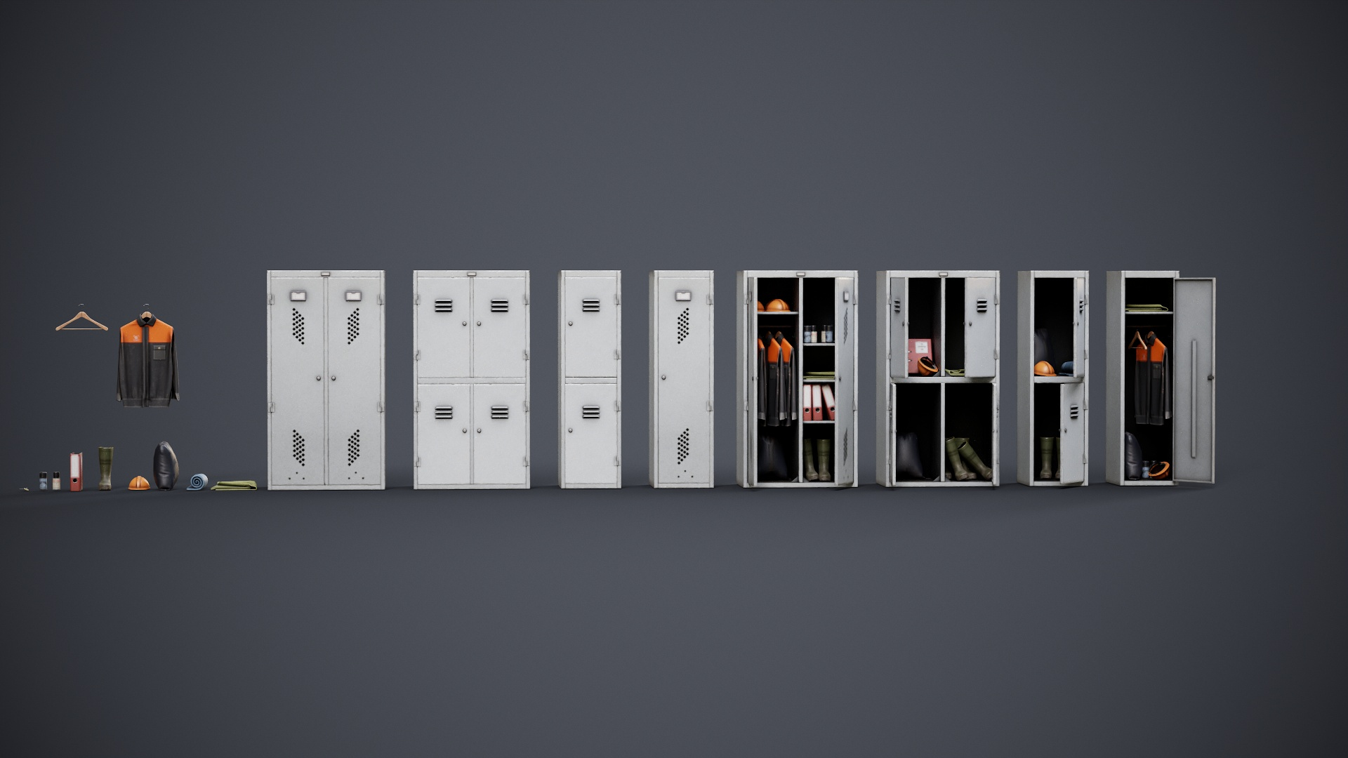 3D Lockers Pack with Props GameReady - TurboSquid 2182290