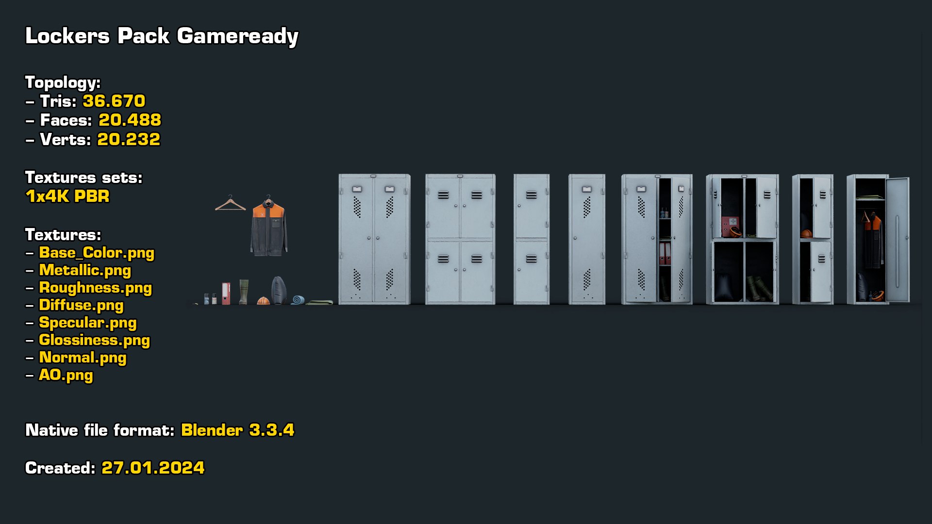 3D Lockers Pack with Props GameReady - TurboSquid 2182290