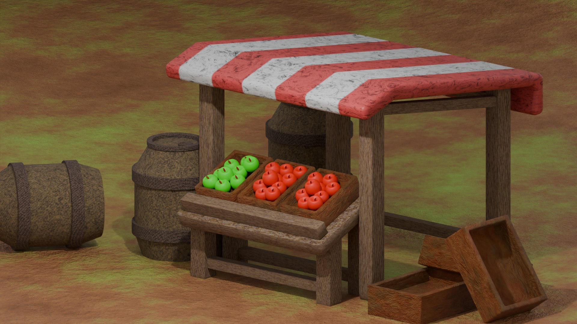3D Medieval Apple Shop - TurboSquid 2353085