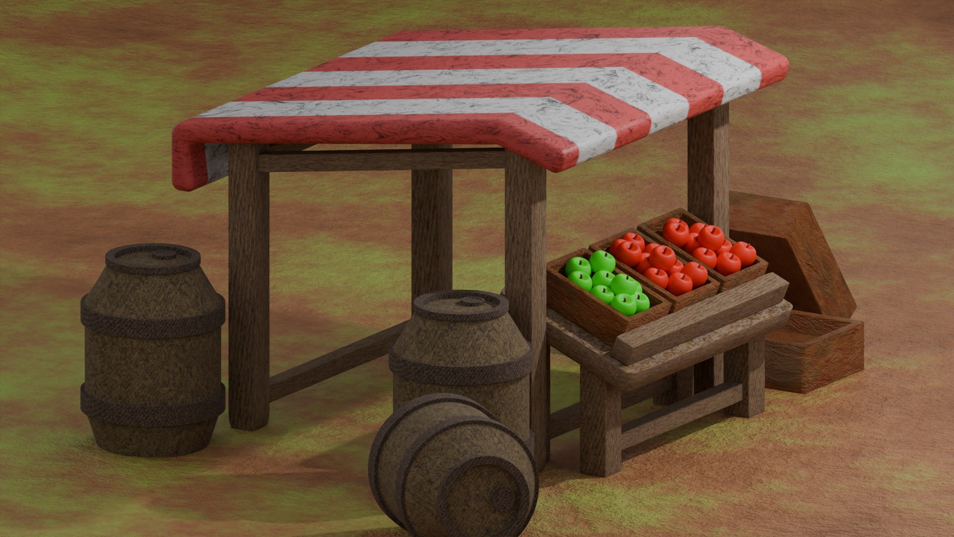 3D Medieval Apple Shop - TurboSquid 2353085