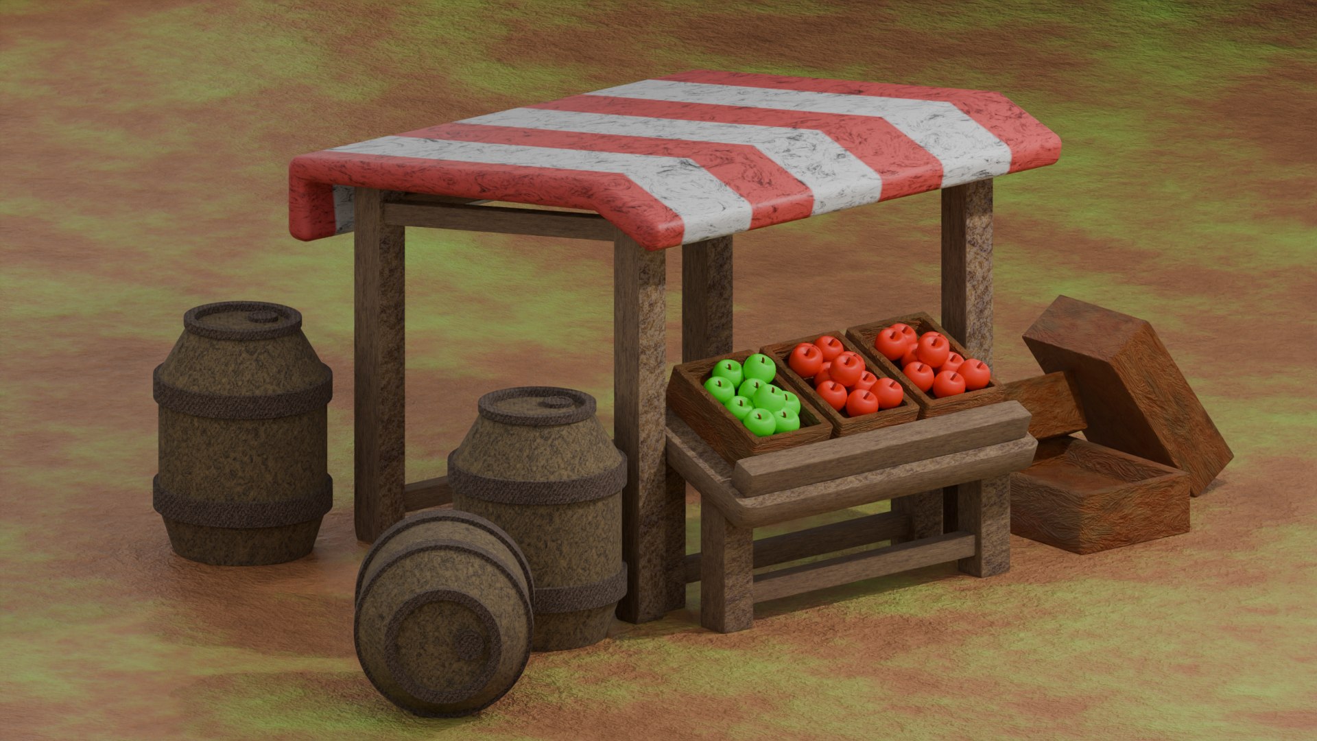 3D Medieval Apple Shop - TurboSquid 2353085