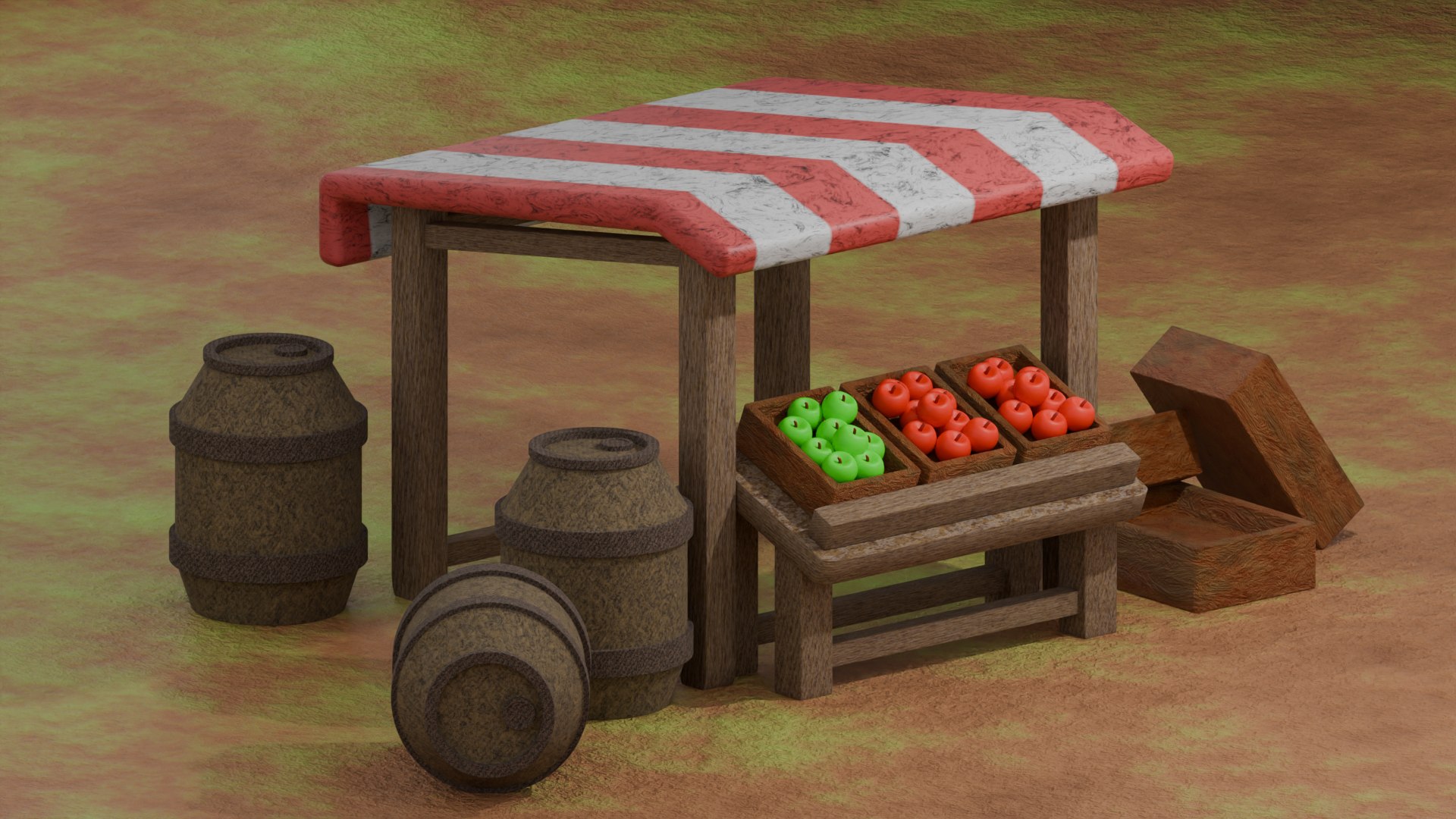 3D Medieval Apple Shop - TurboSquid 2353085