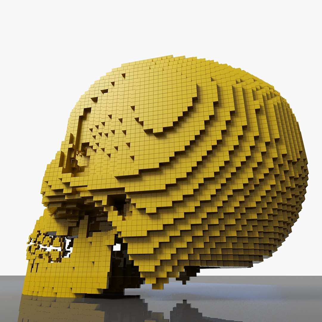 3dsmax Pixel Human Skull