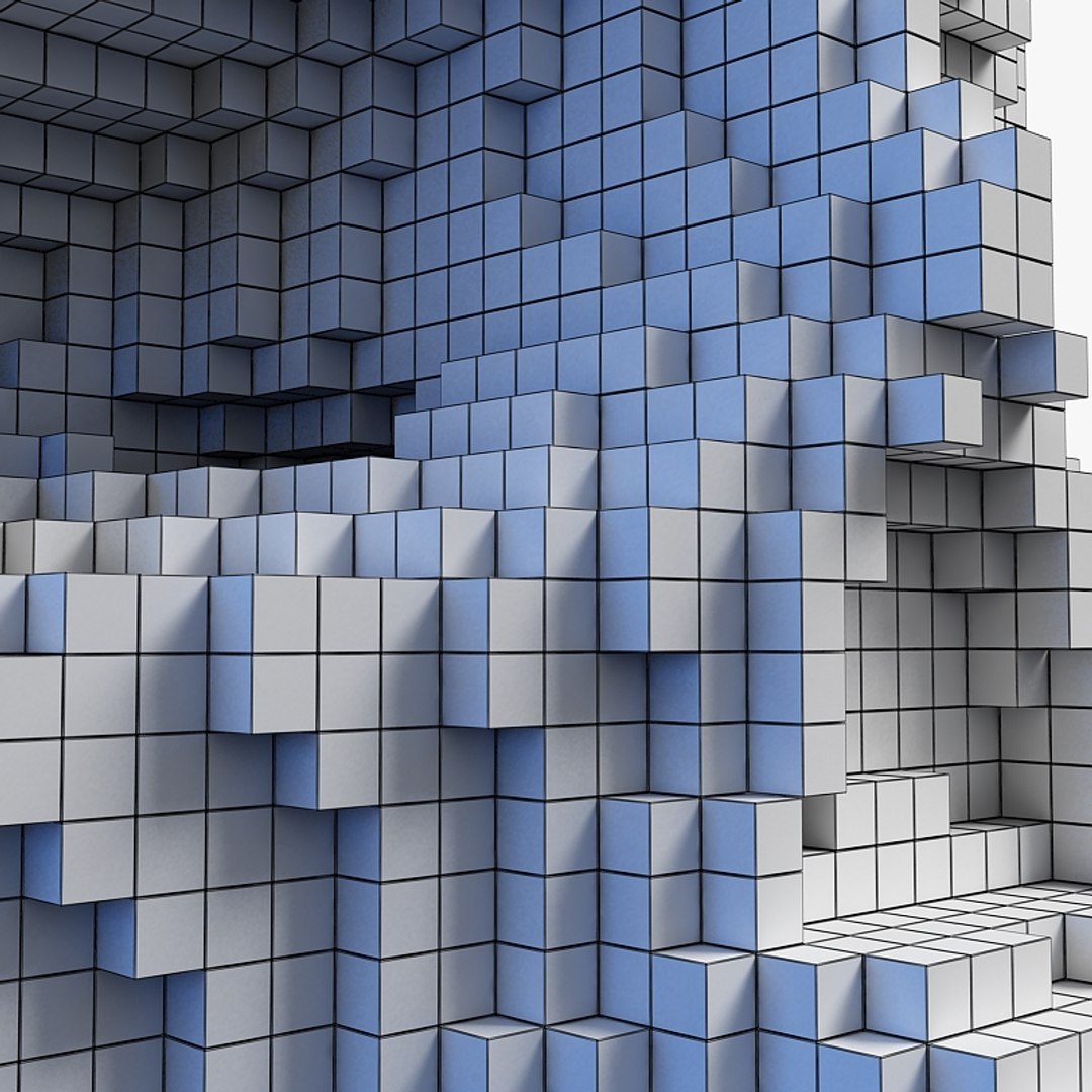 3dsmax Pixel Human Skull