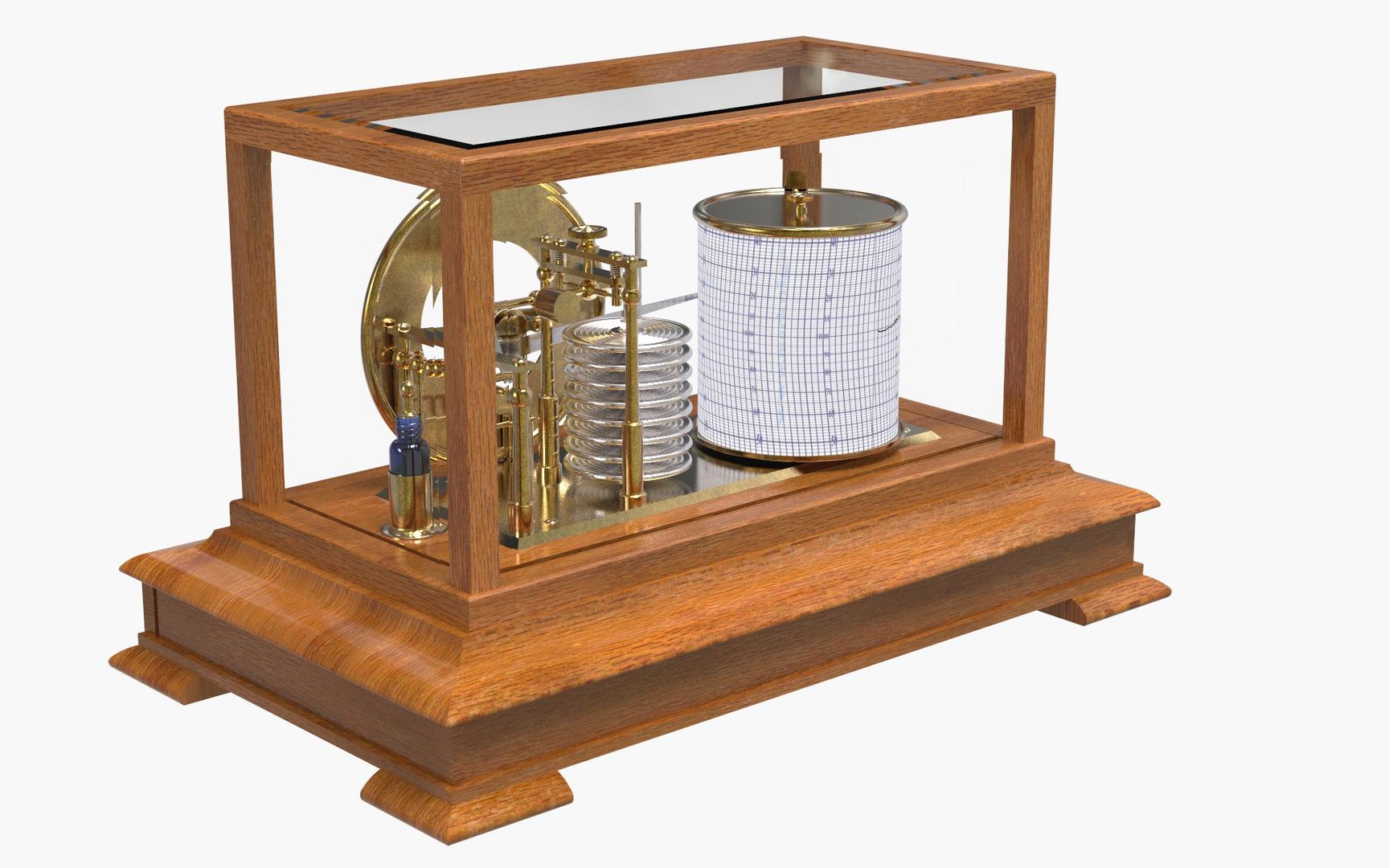 3D Antique Drum Barograph And Barometer - TurboSquid 2012527