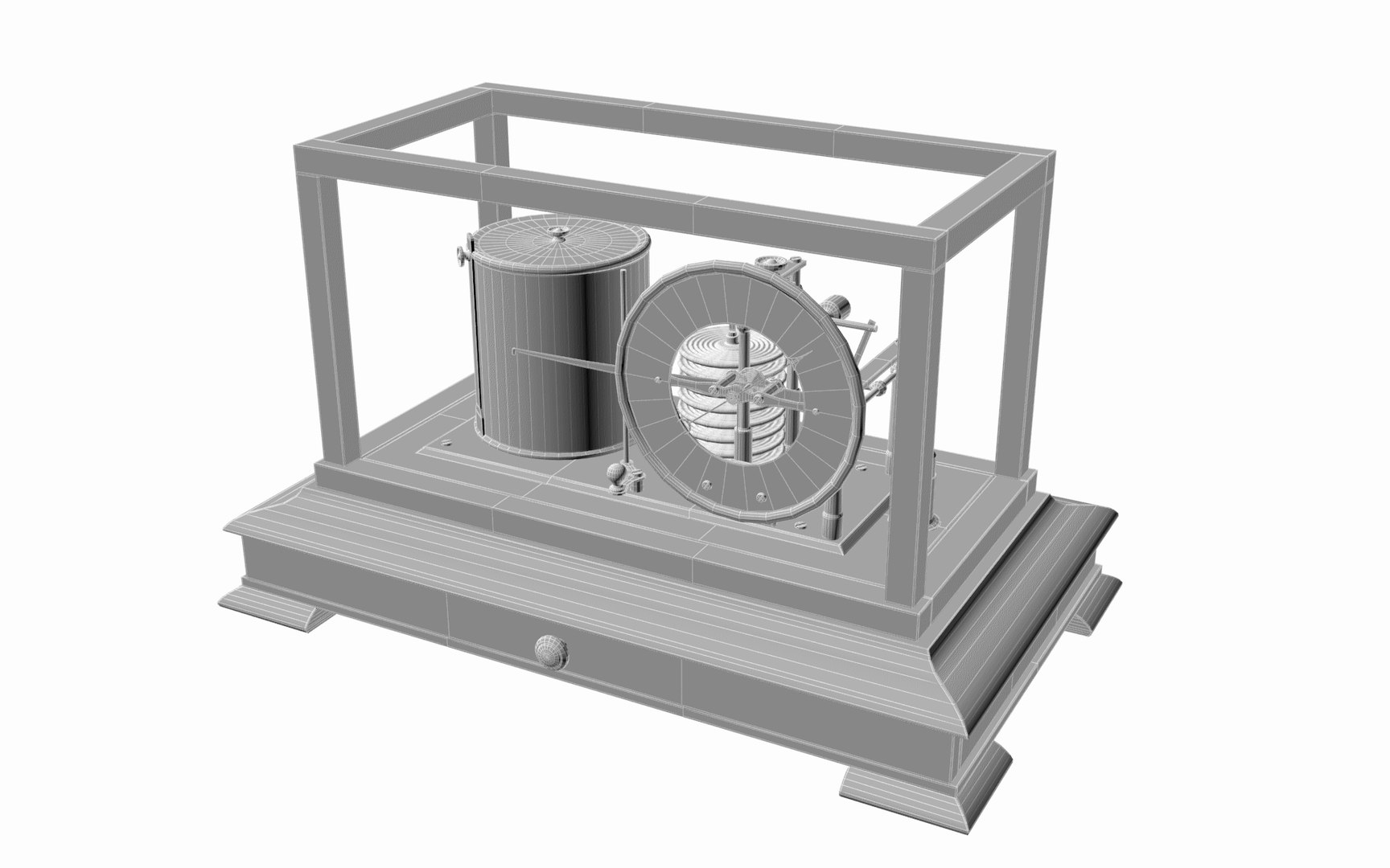 3D Antique Drum Barograph And Barometer - TurboSquid 2012527