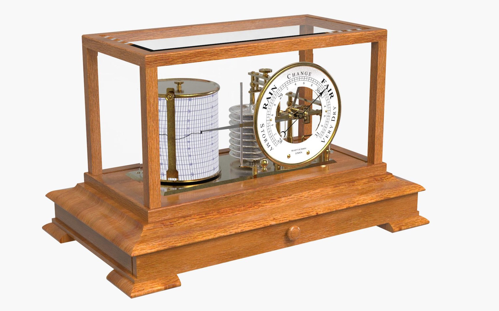 3D Antique Drum Barograph and Barometer - TurboSquid 2012527
