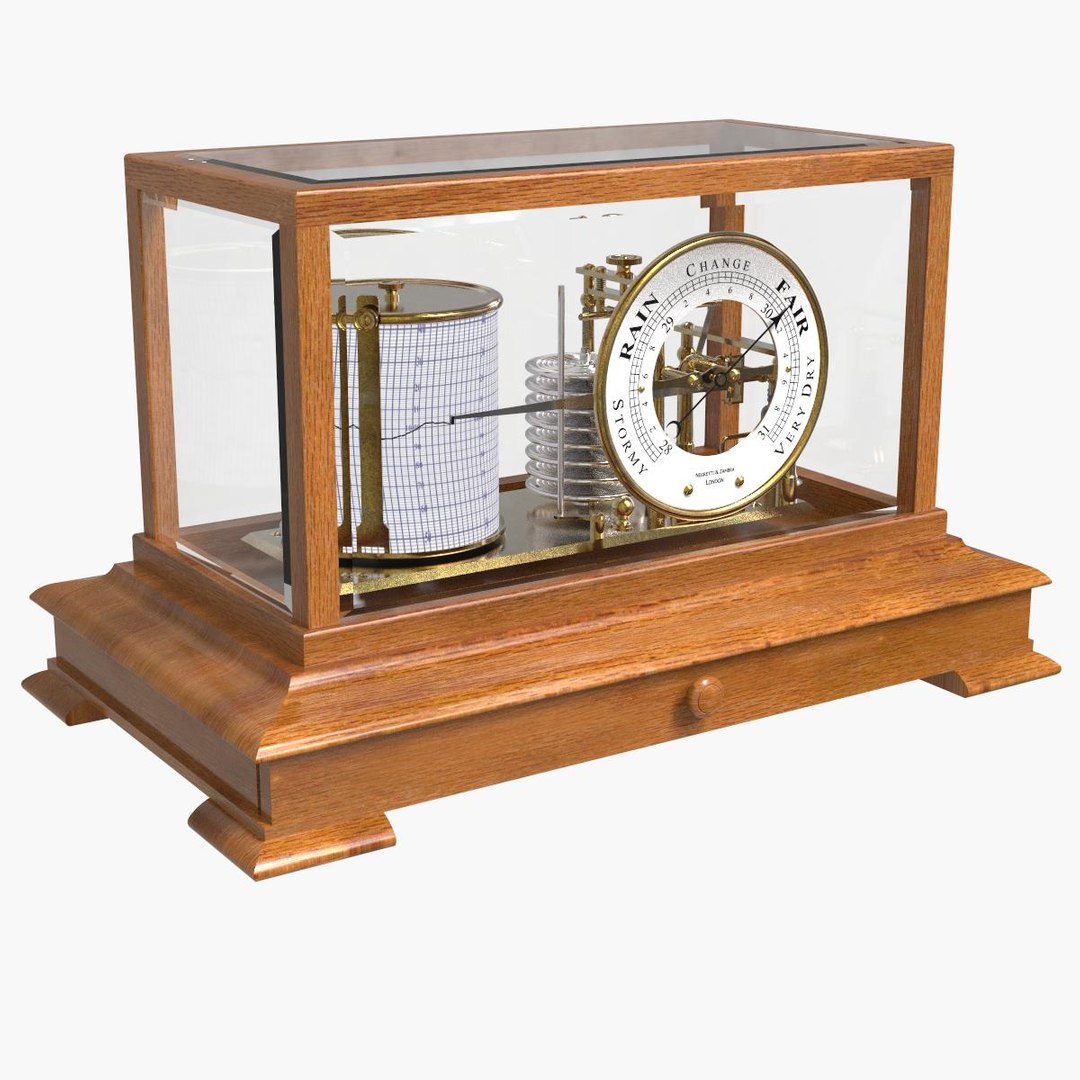 3D Antique Drum Barograph and Barometer - TurboSquid 2012527